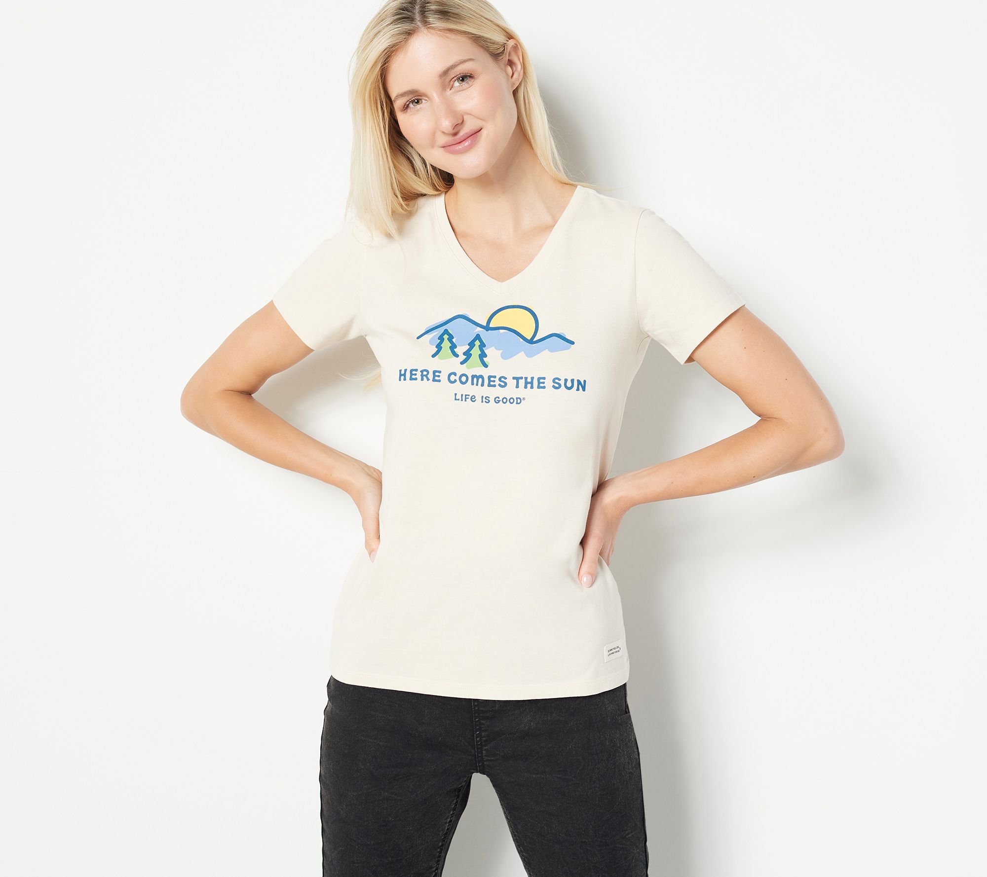 "As Is" Life is Good Women's V-Neck Short Sleeve Crusher Tee - QVC.com