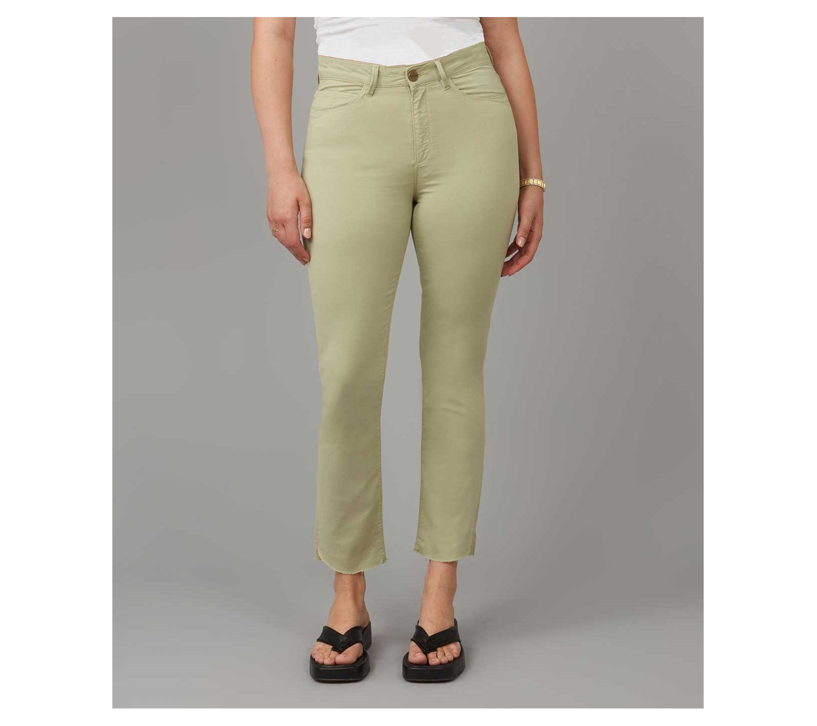 Lola Jeans Kate High-Rise Slim Jean with Raw Hem in Sage - QVC.com