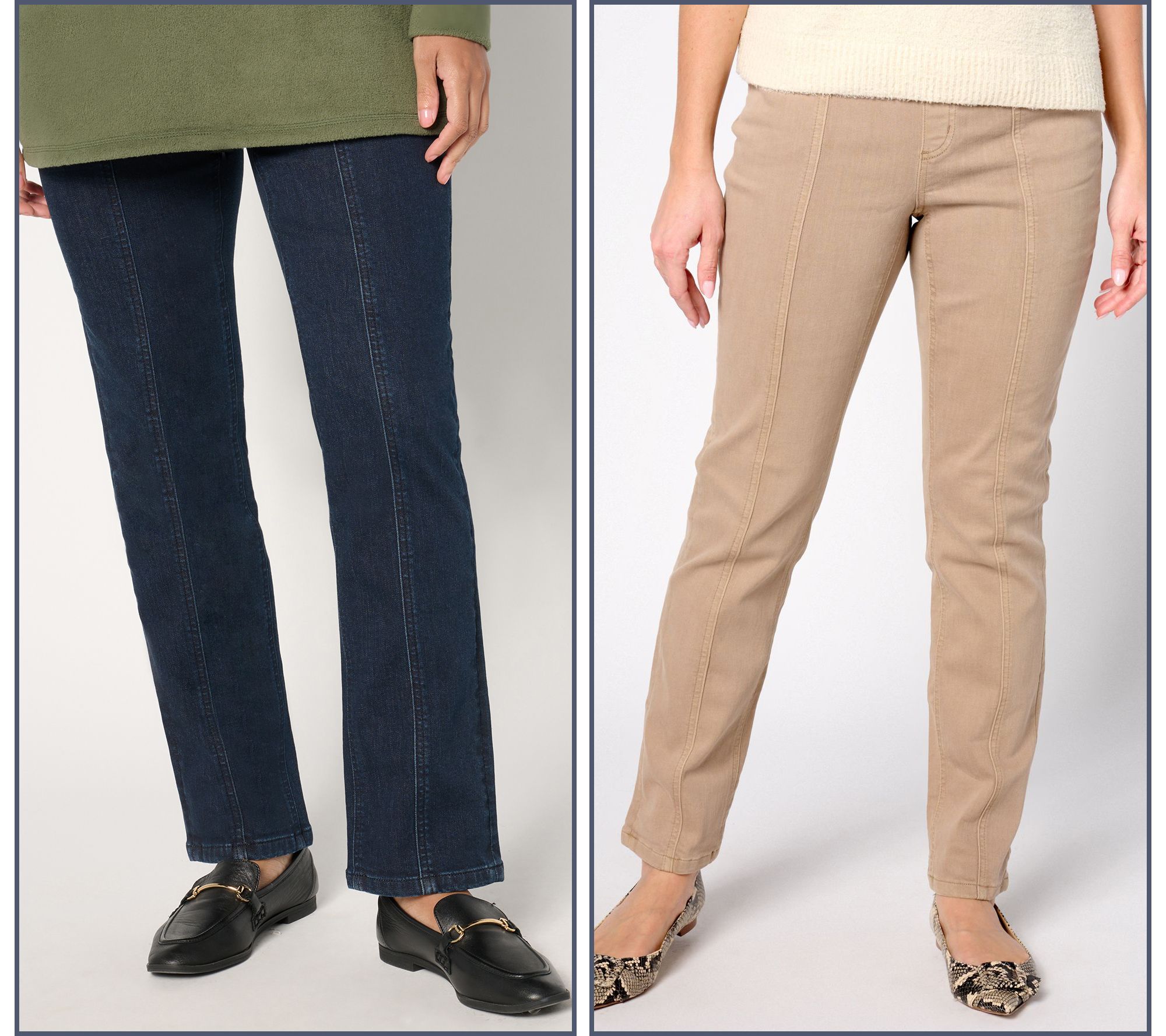 Denim & Co. Cozy Touch Straight Leg Jean W/ Seaming - QVC.com