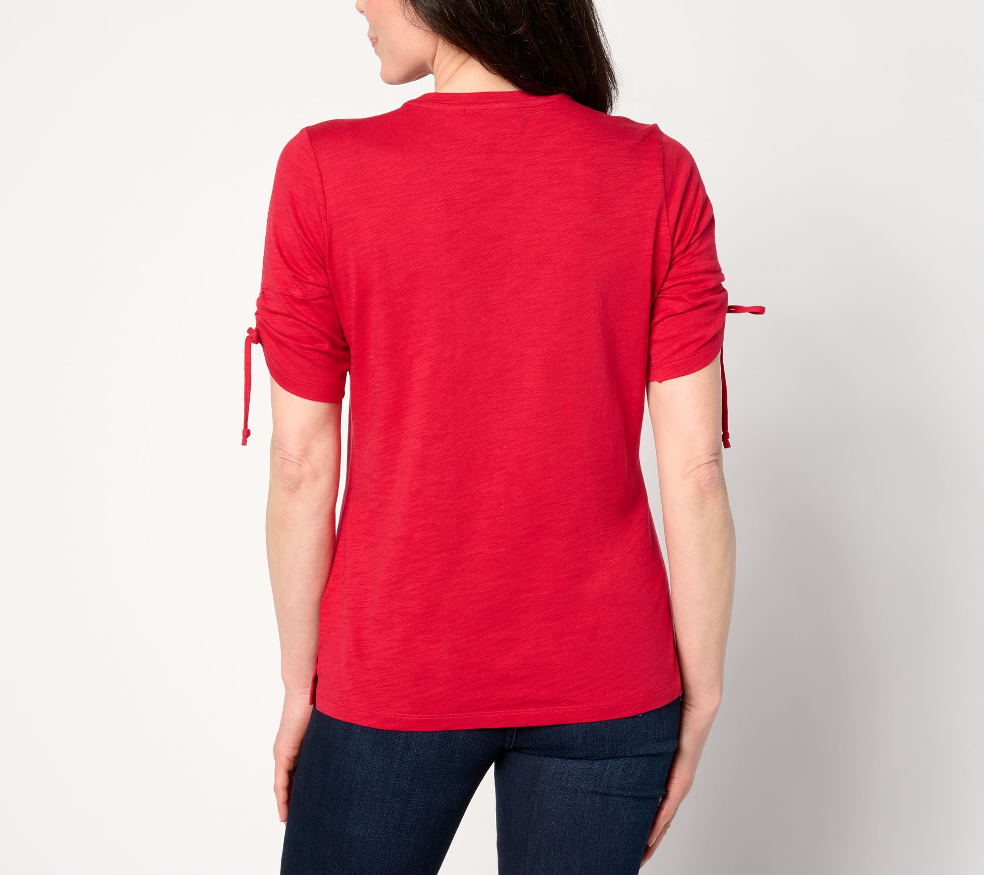 "As Is" Quacker Factory Welcome Summer Keyhole Sleeve Top - QVC.com