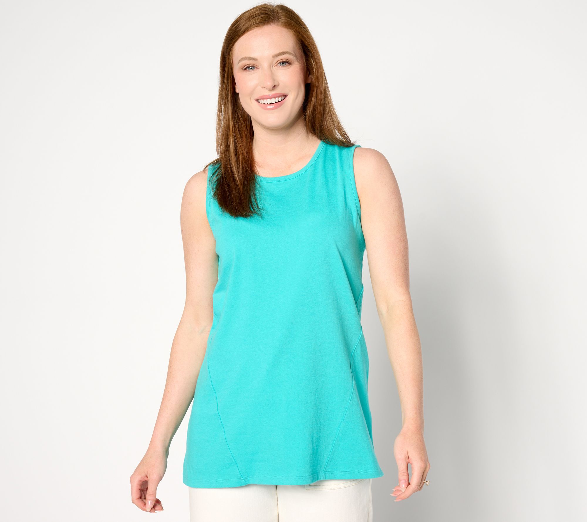 "As Is" Denim & Co. Essentials Petite True Cotton Jersey Tunic Tank ...