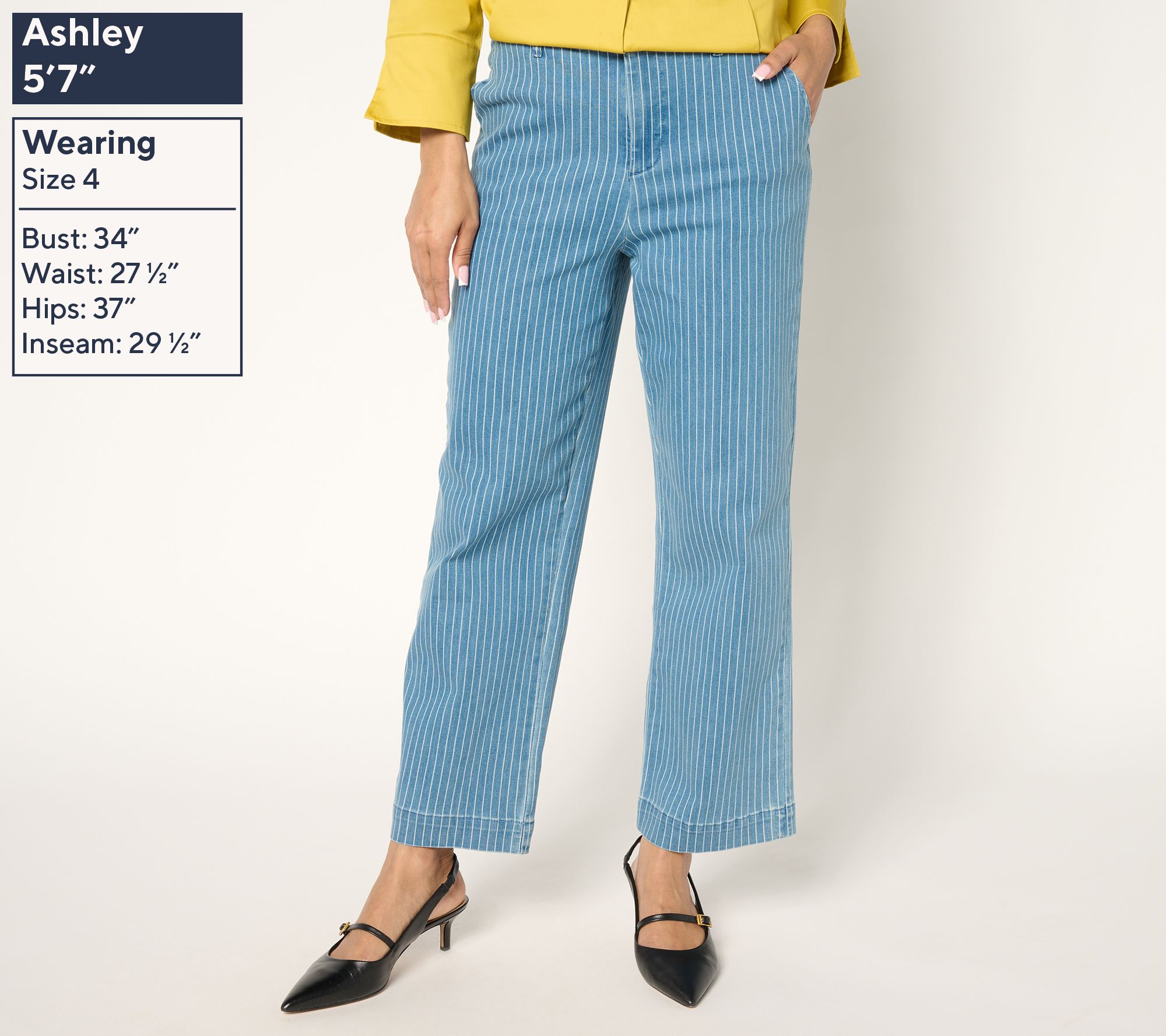 Joan Rivers Regular Luxe Vintaged Pinstripe Denim Ankle Pant -Dnm - QVC.com