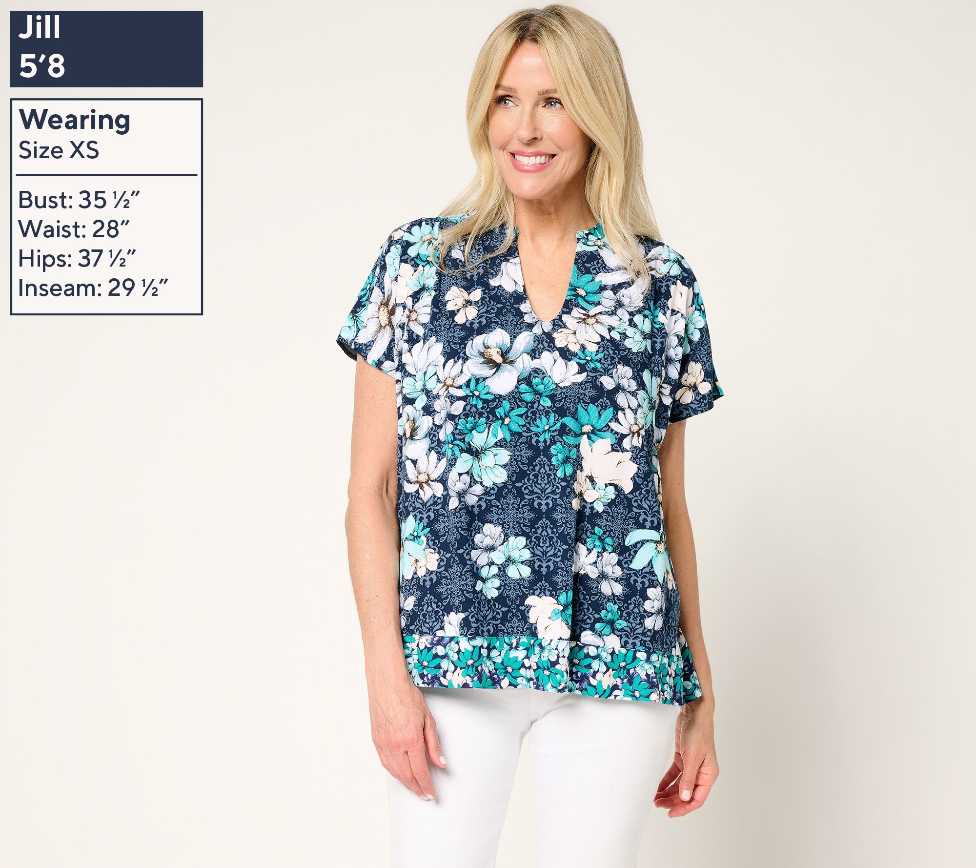 Studio Park x Terri Conn Woven Border Print Top - QVC.com