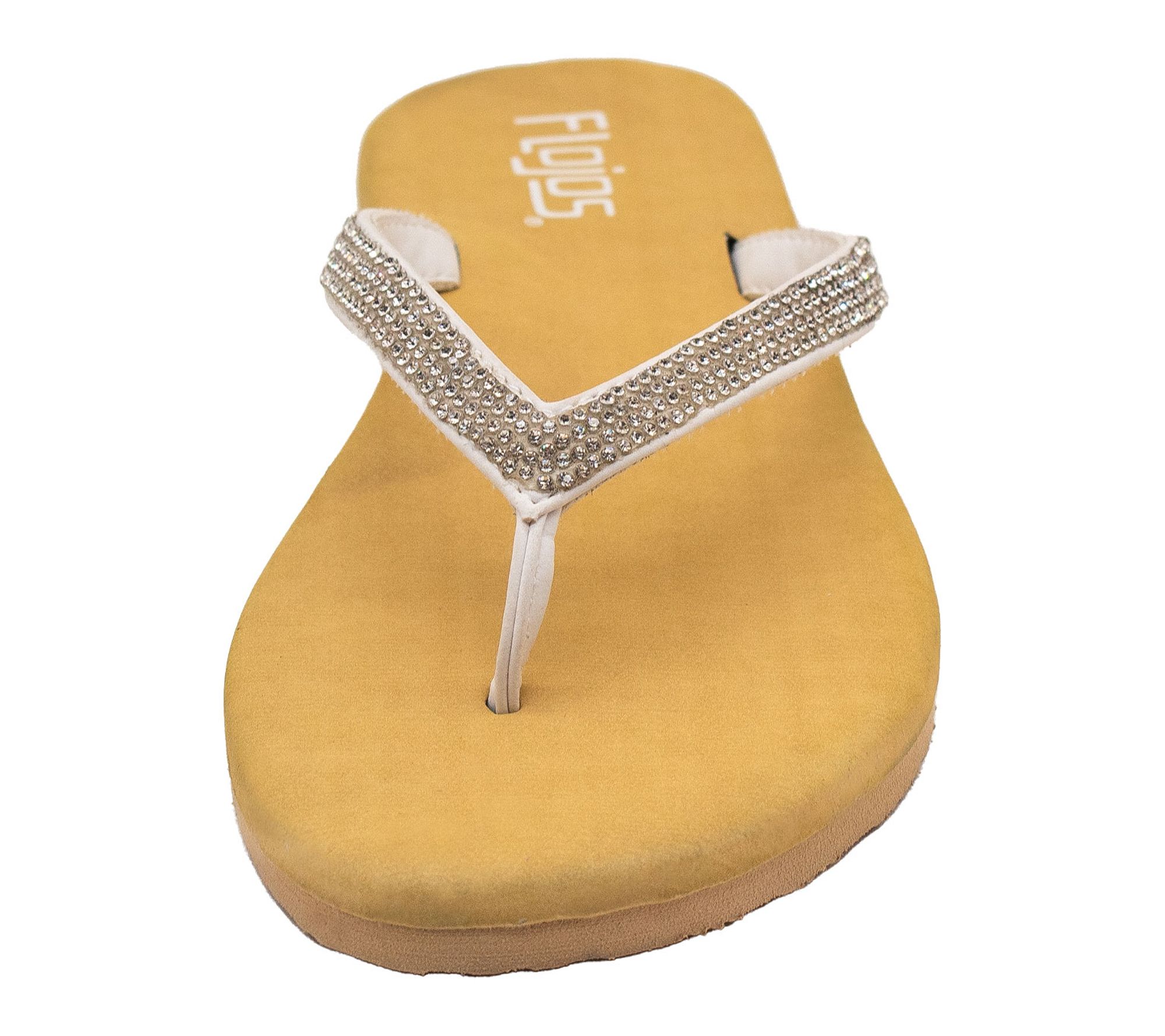 Flojos Rhinestone Strap Thong Sandal - Spark - QVC.com