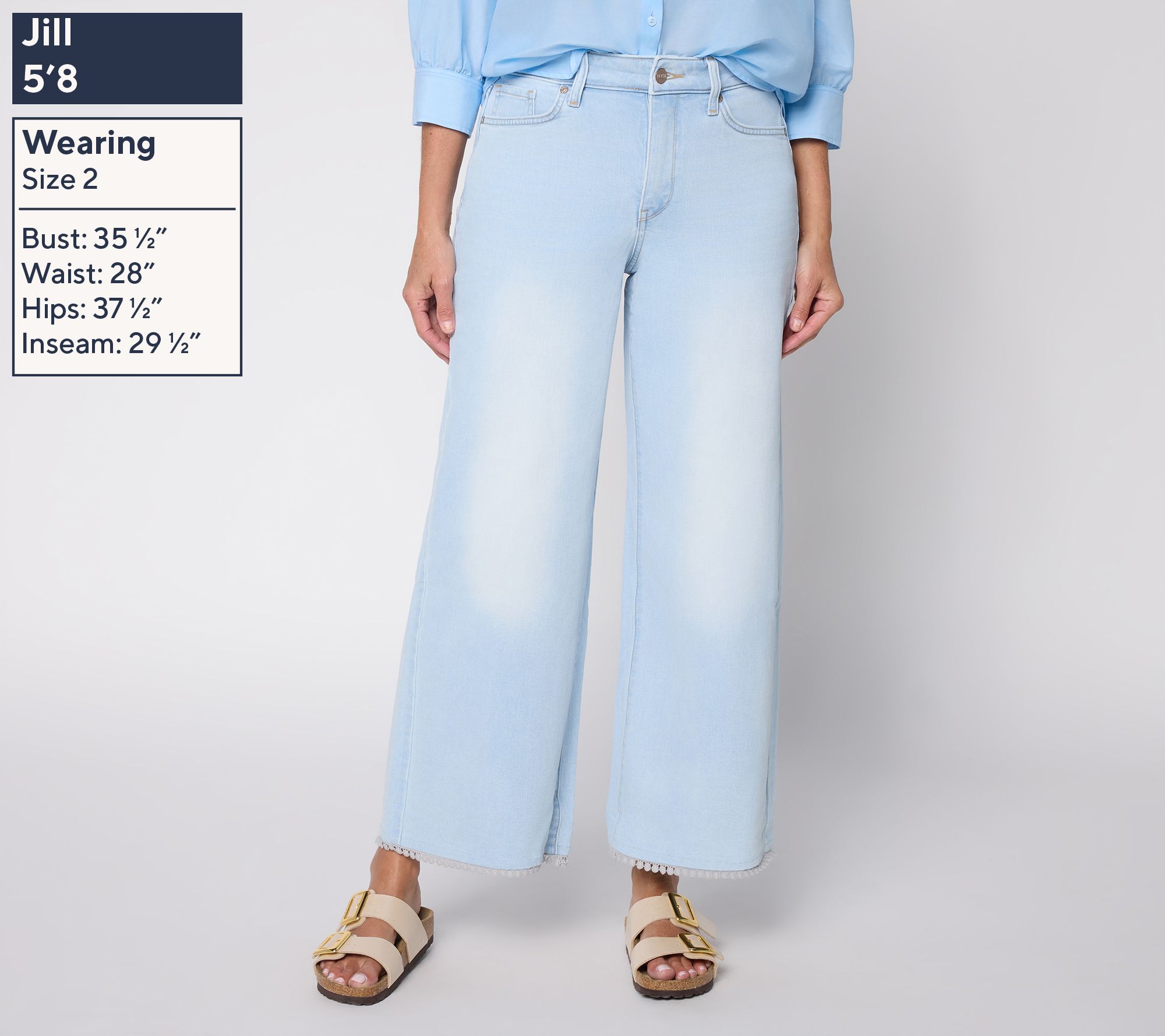 NYDJ Brodi High Rise Wide Leg Jean With Crochet Trim - QVC.com