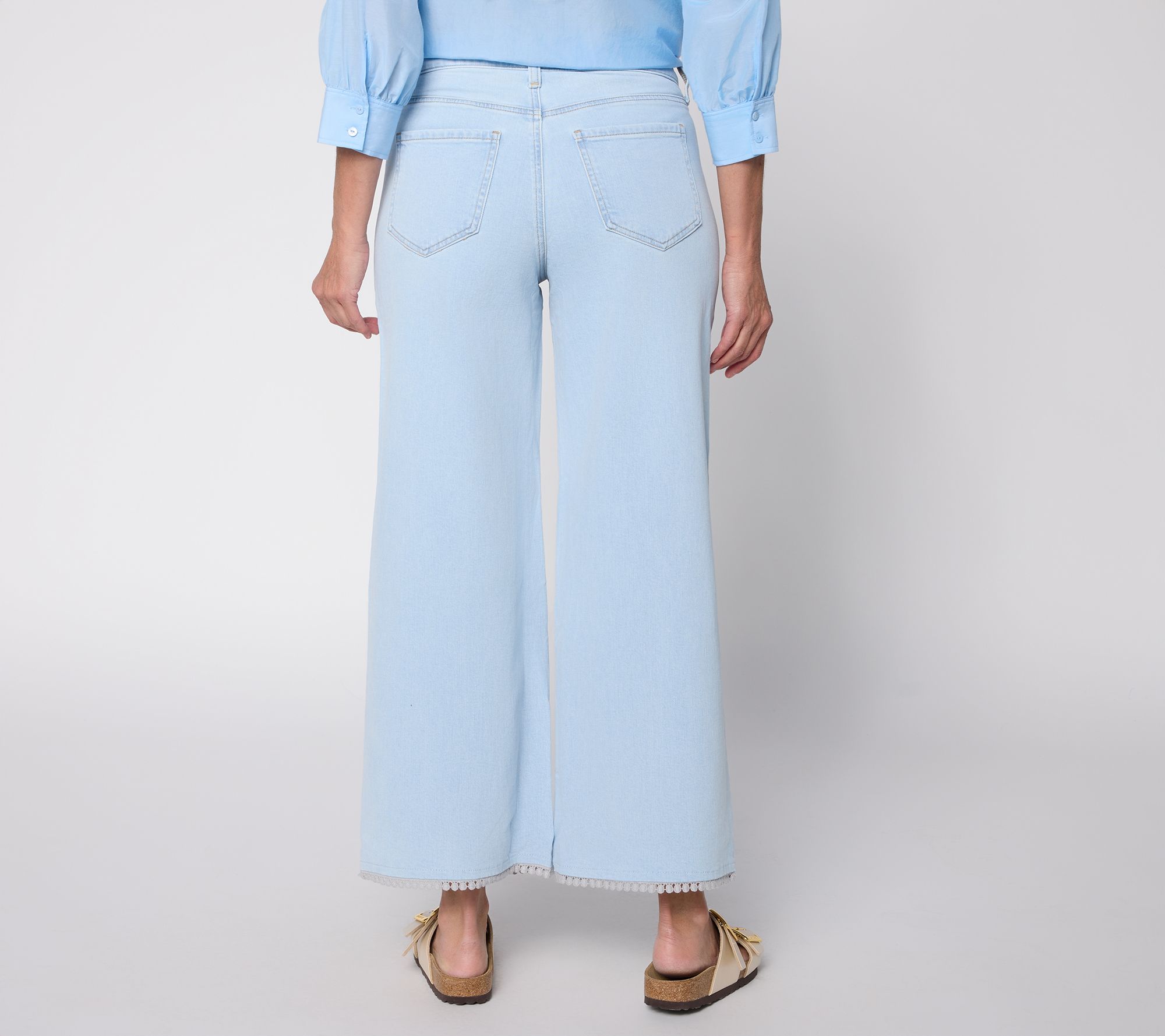 NYDJ Brodi High Rise Wide Leg Jean With Crochet Trim - QVC.com