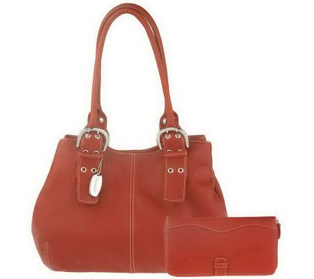"As Is" Tignanello Pebble Leather Double Handle Shoulder Bag - QVC.com