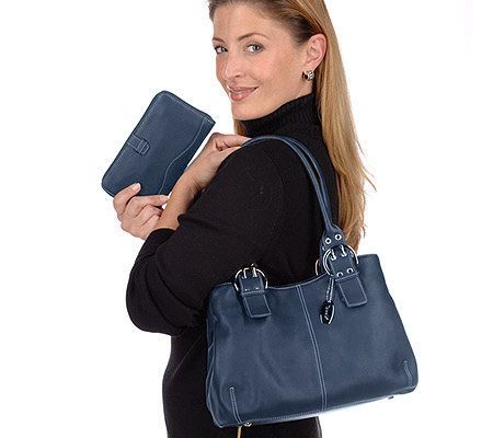 "As Is" Tignanello Pebble Leather Double Handle Shoulder Bag - QVC.com