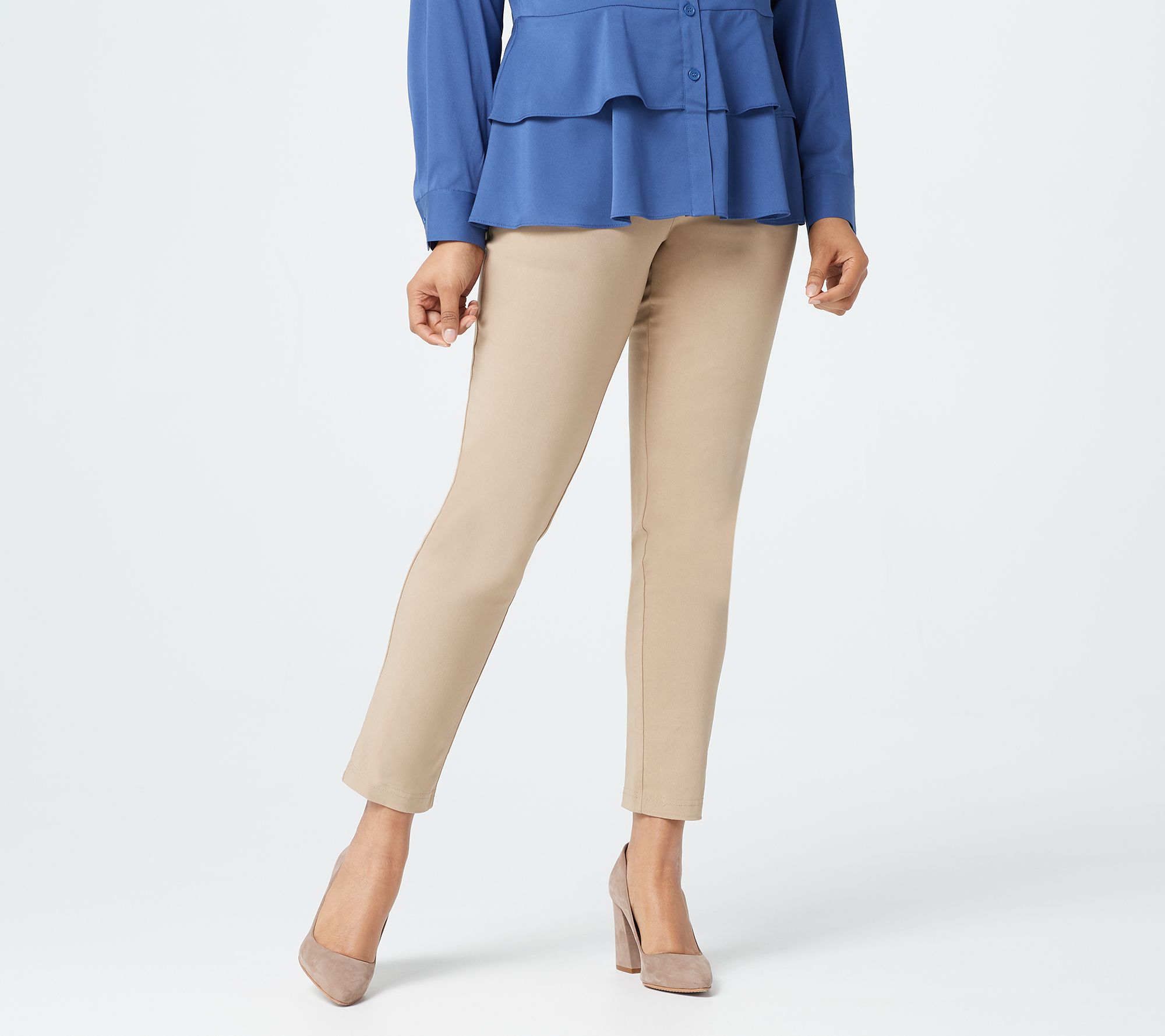 Joan Rivers Slim Fit Twill Ankle Pants - QVC.com