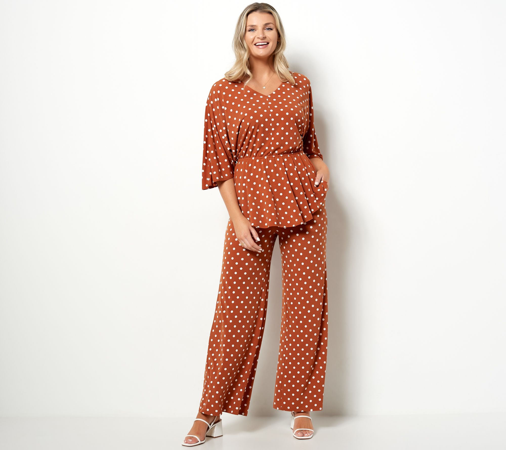 "As Is" Girl With Curves Regular Wide Leg Printed Knit Pants - QVC.com