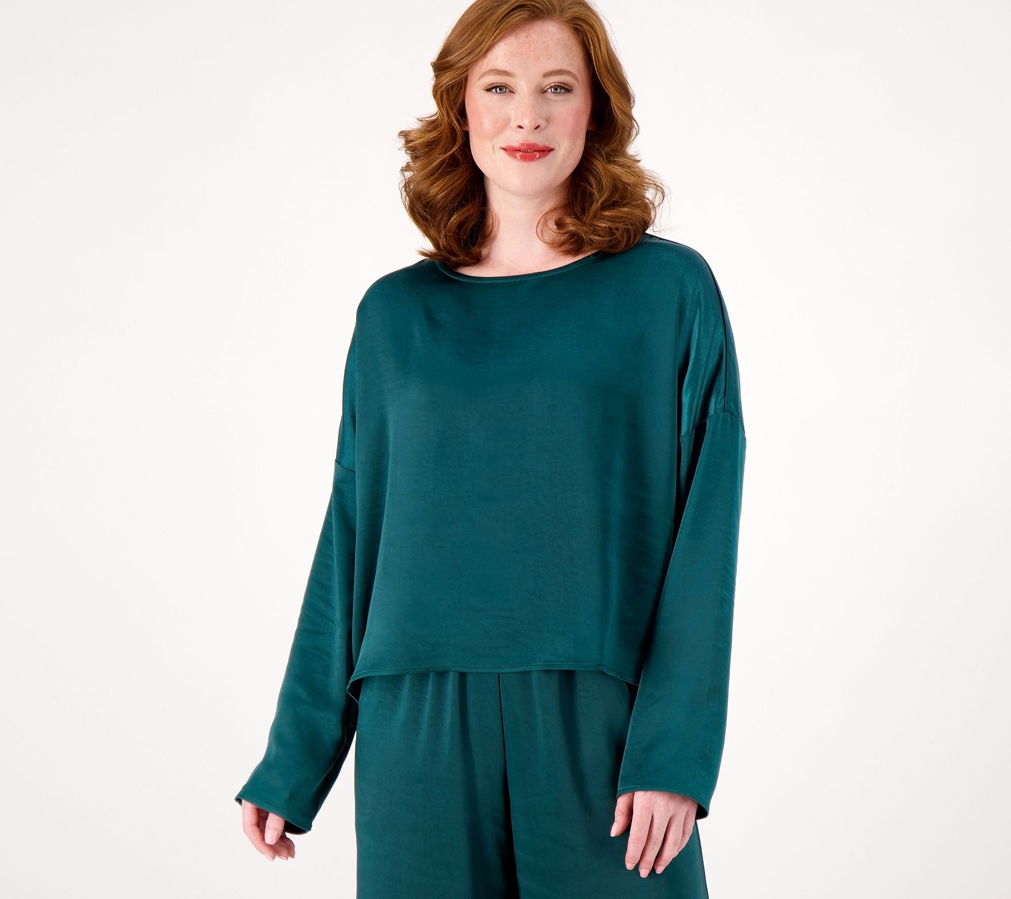"As Is" Peace Love World Satin Long Sleeve Blouse - QVC.com