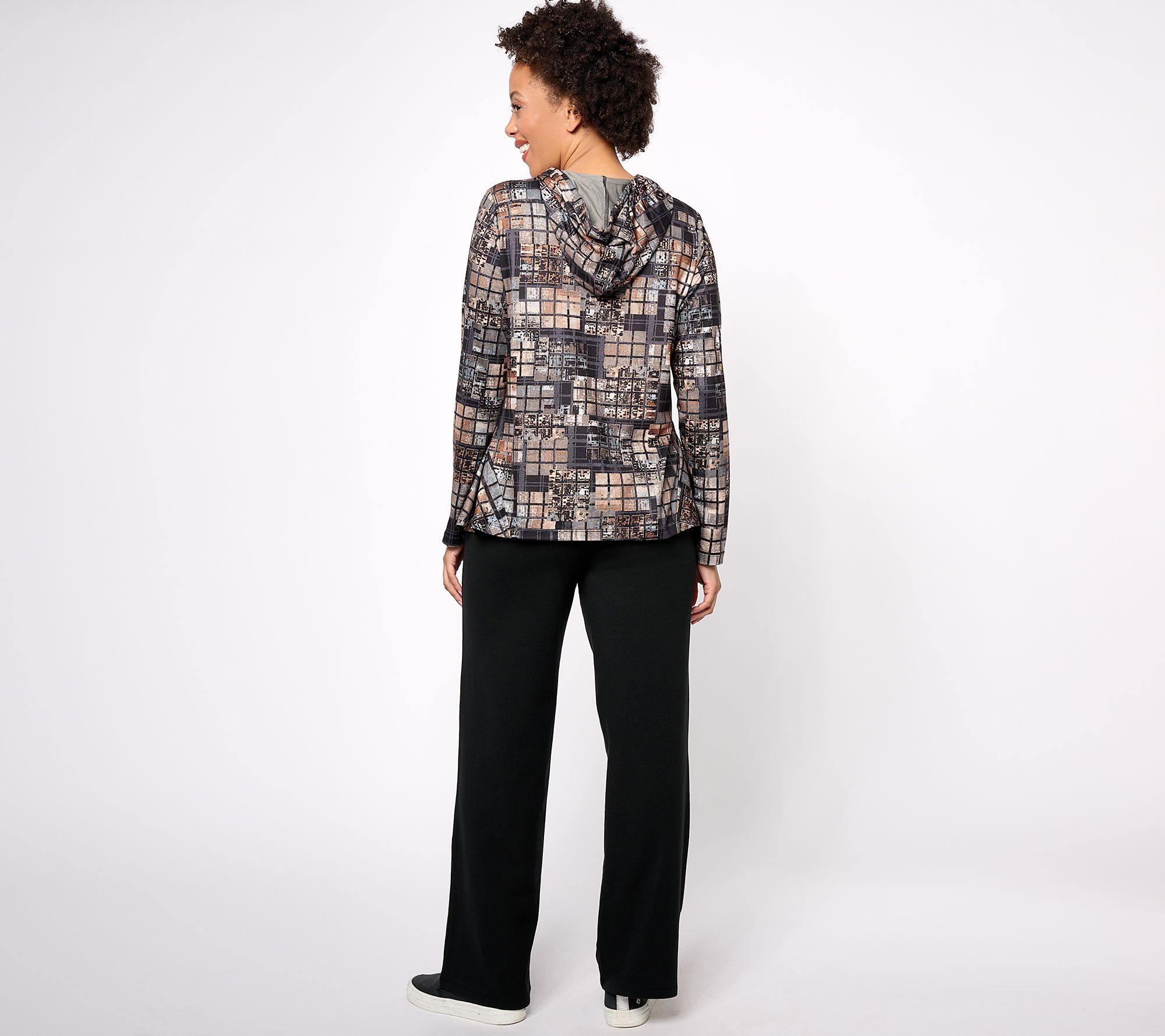 "As Is" Women with Control Regular Wide Leg Pants & Hoodie Set - QVC.com