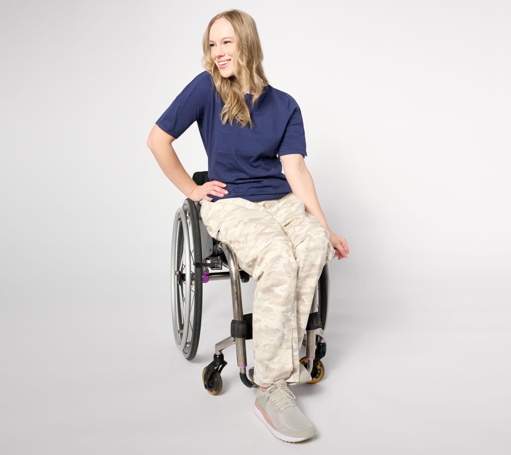 "As Is" Denim & Co. Adaptive EasyWear Twill Pant Wheelchair Fit - QVC.com