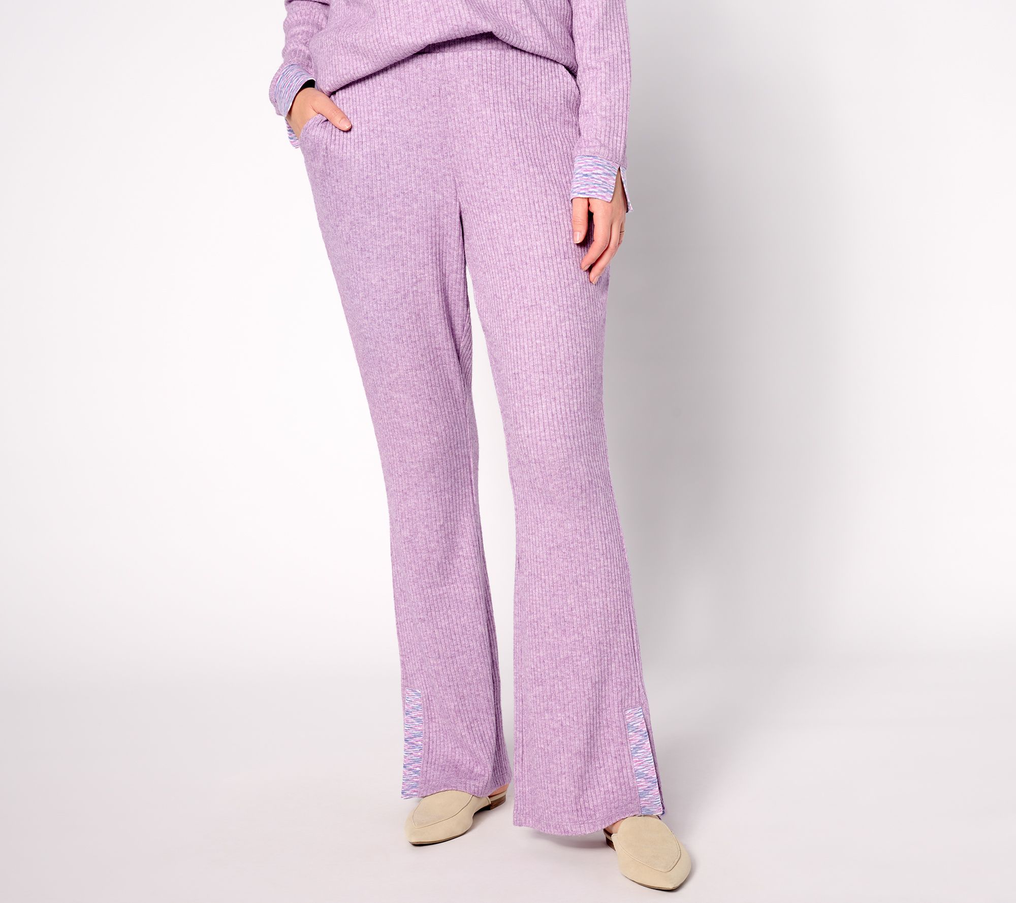 "As Is" Isaac Mizrahi Live! Regular Rib Knit Slight Bootcut Pant - QVC.com