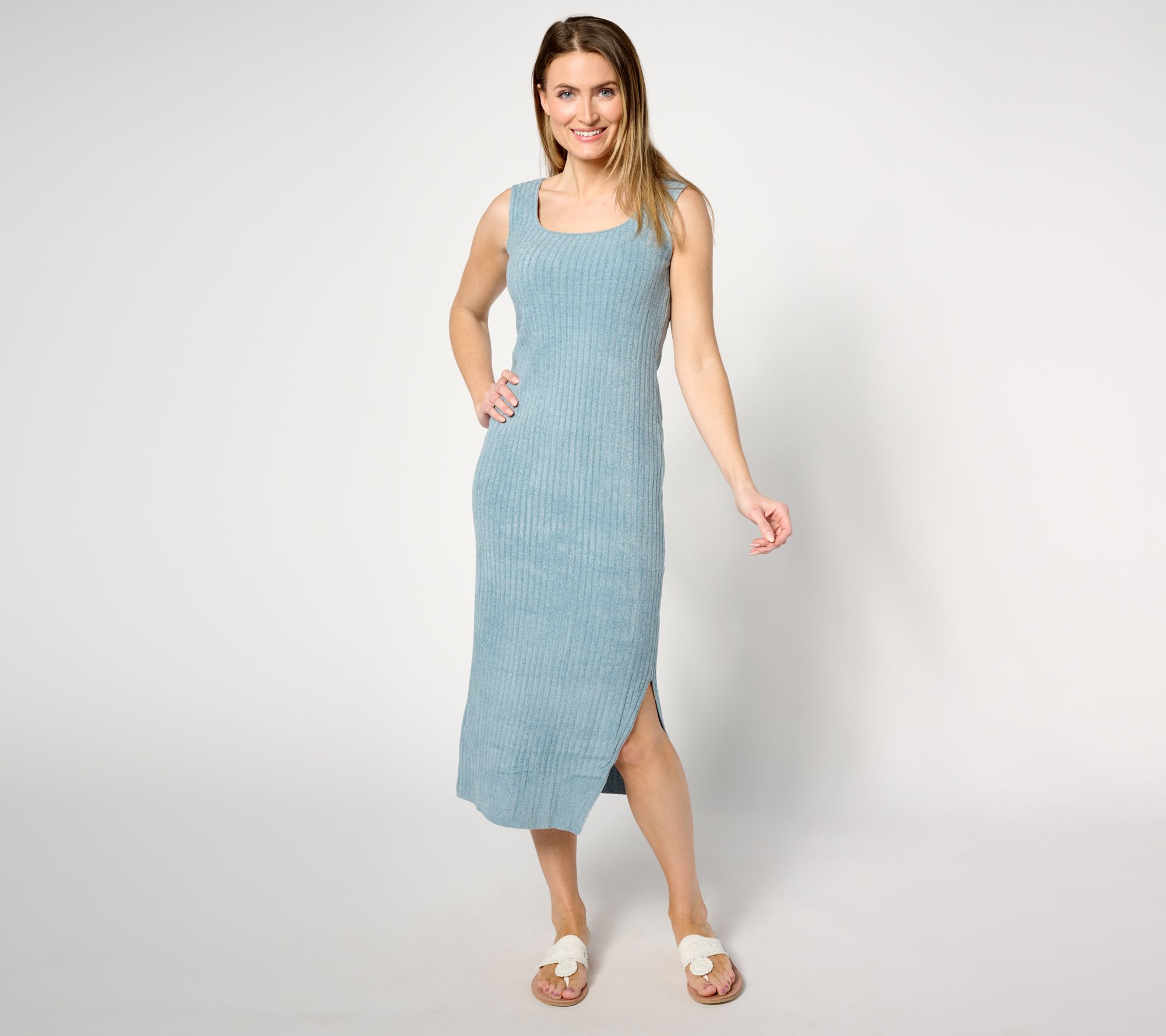 "As Is" Barefoot Dreams Reg CozyChic Ultra Lite Ribbed Dress - QVC.com