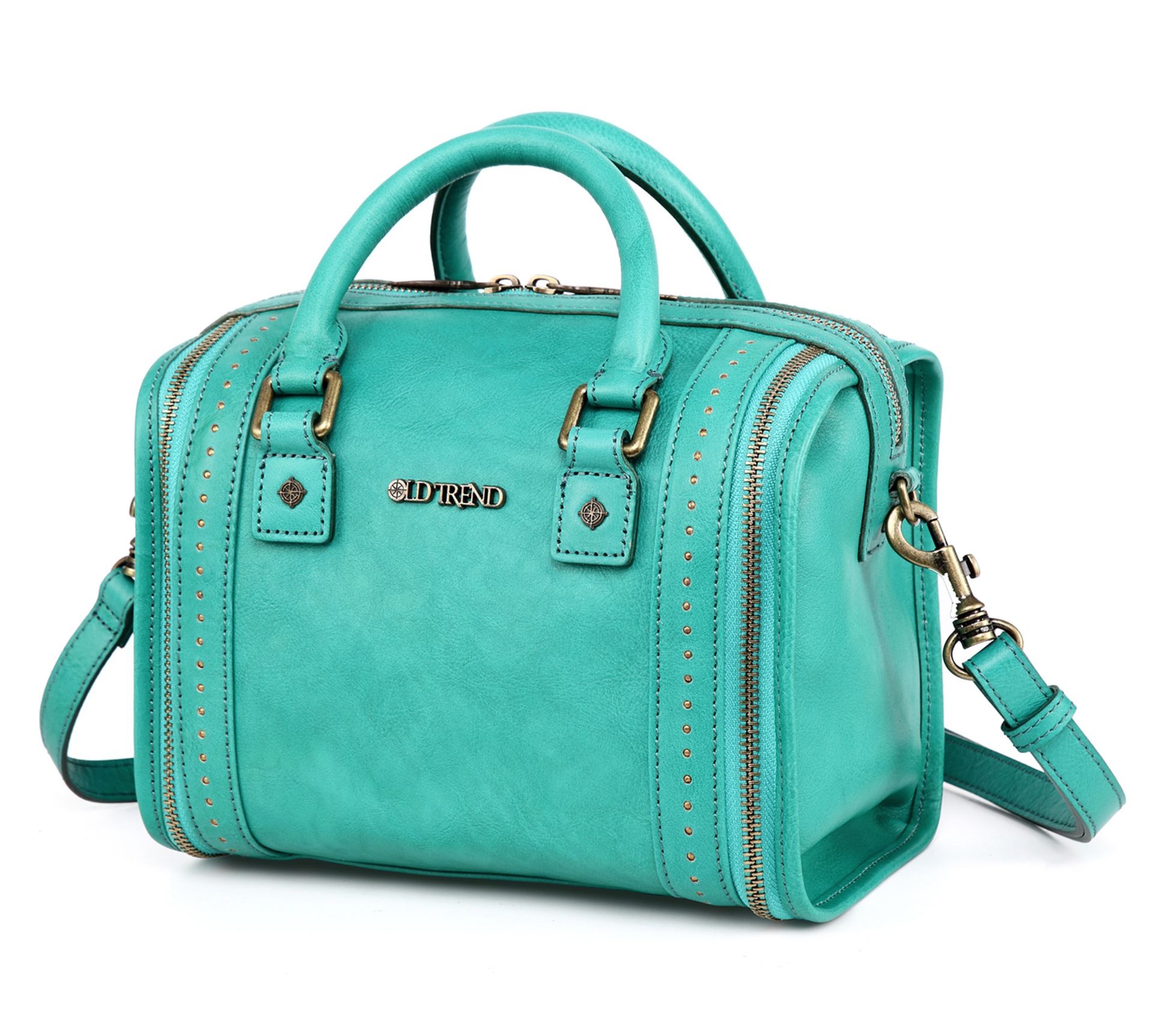 Old Trend Leather Mini Trunk Satchel with Crossbody Strap - QVC.com