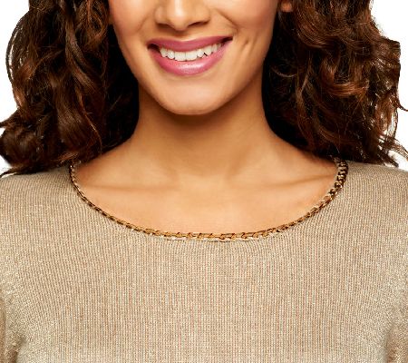 Kris Jenner Kollection Metallic Sweater with Chain Detail - QVC.com