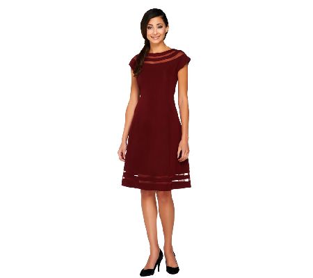 Dennis Basso Dress With Seam And Mesh Details