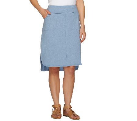 LOGO Lounge by Lori Goldstein Elastic Waist Skirt with Pockets - QVC.com