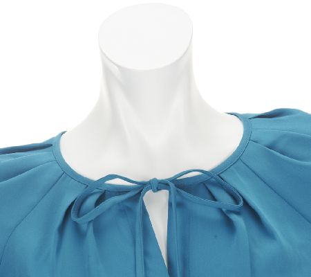 "As Is" Edge by Jen Rade Short Sleeve Blouse with Pleat Details - QVC.com