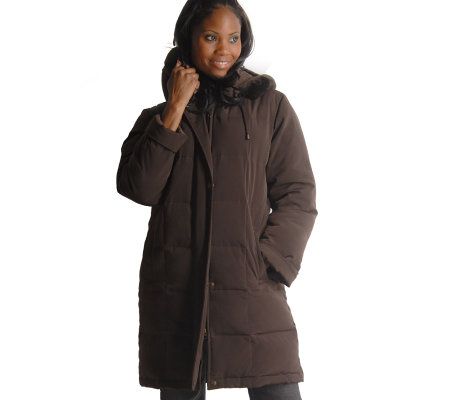 Centigrade Down/Feather Zip Front Coat with Detachable Hood - QVC.com