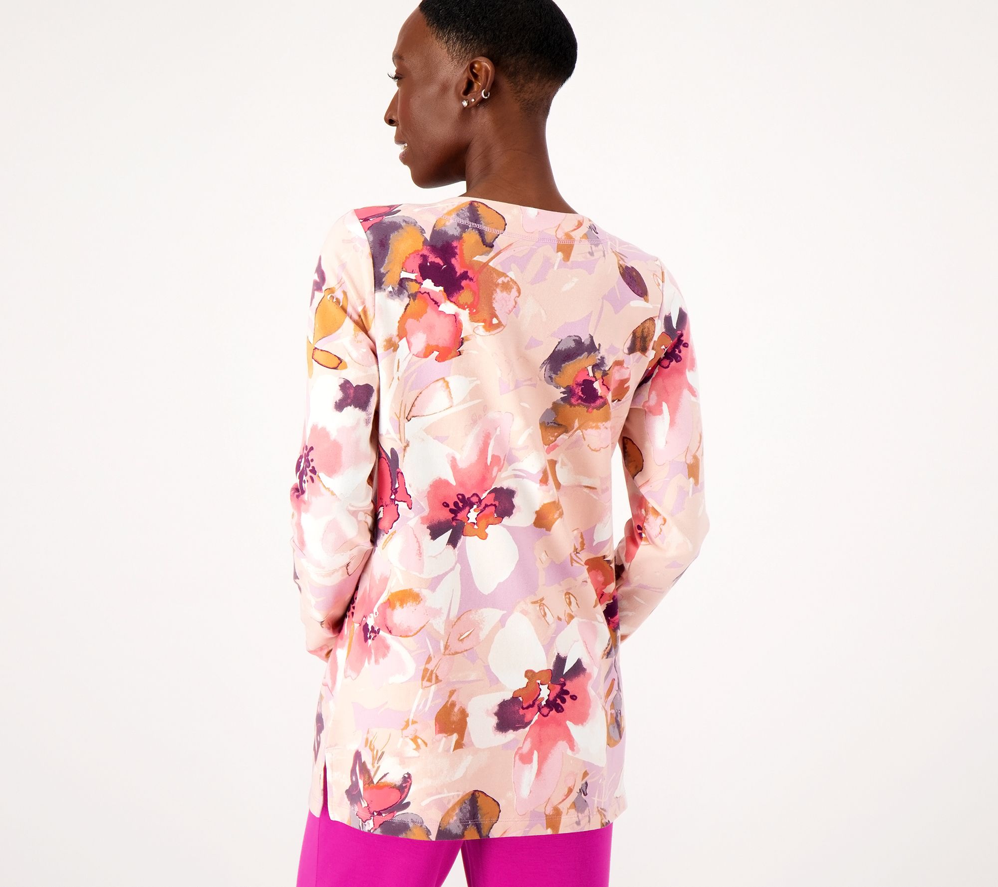 "As Is" Sport Savvy All Day French Terry Floral Pocket Pullover - QVC.com
