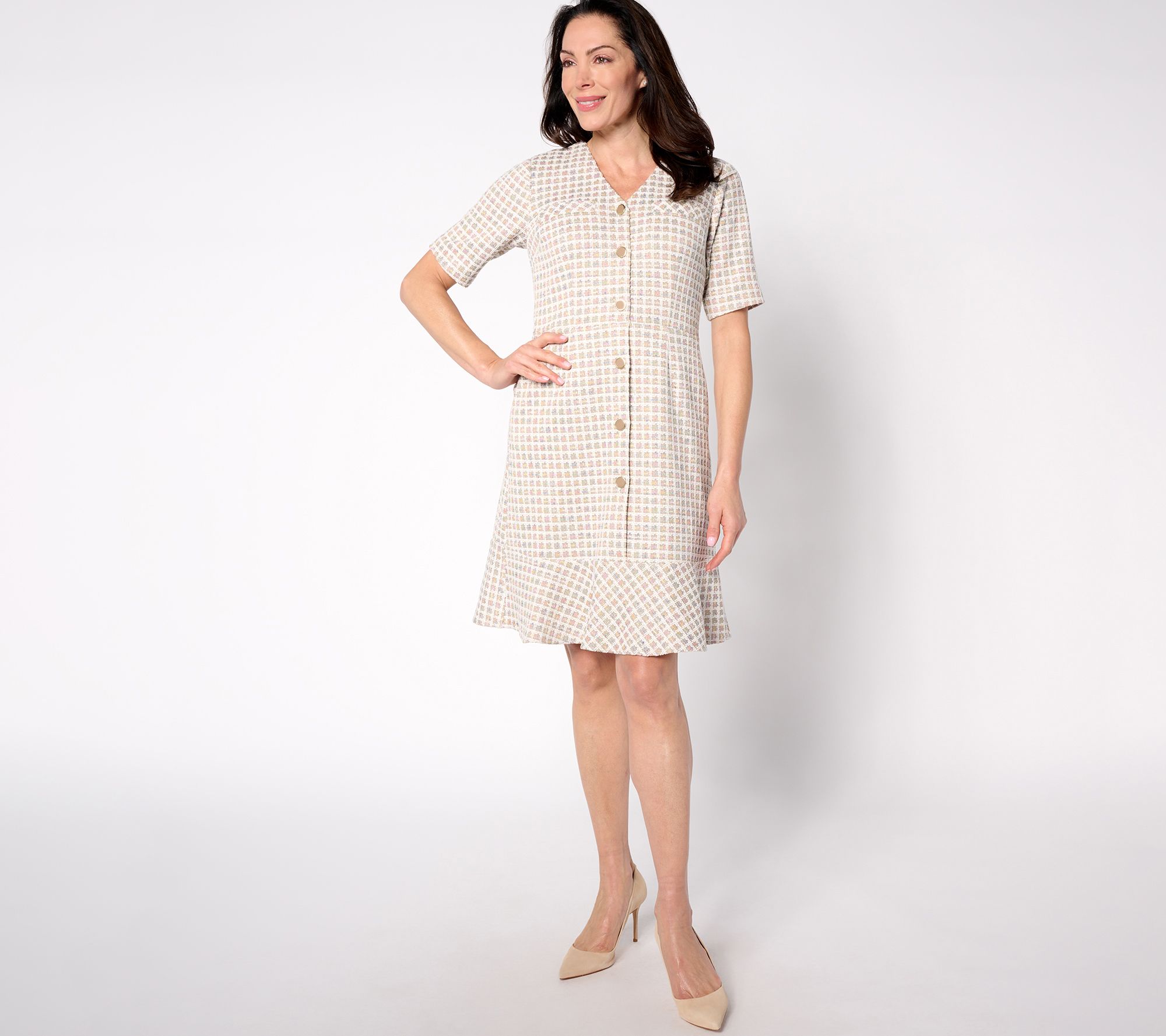 "As Is" Isaac Mizrahi Live! Reg Chenille Yarn Knit Tweed Dress - QVC.com