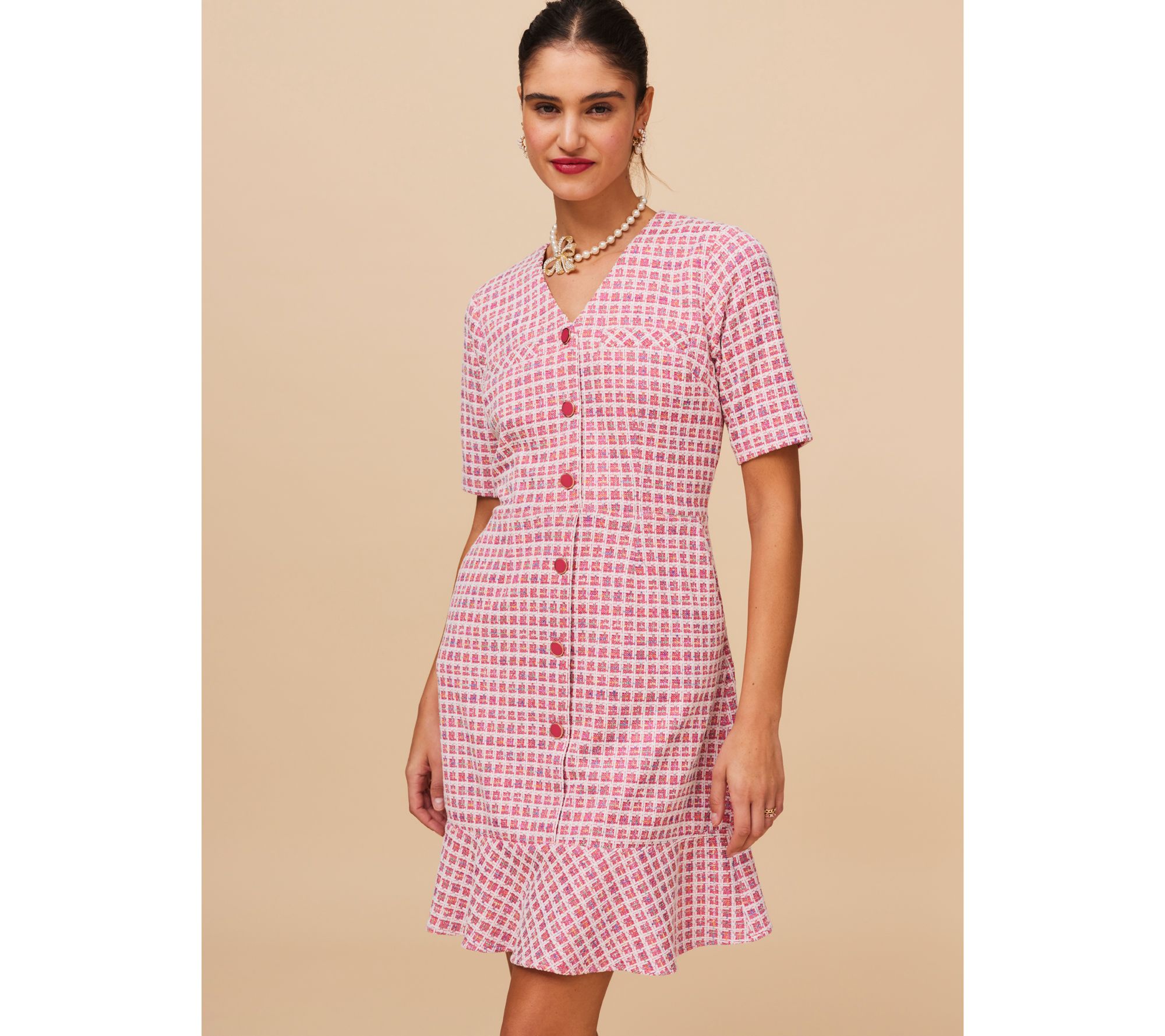 "As Is" Isaac Mizrahi Live! Reg Chenille Yarn Knit Tweed Dress - QVC.com