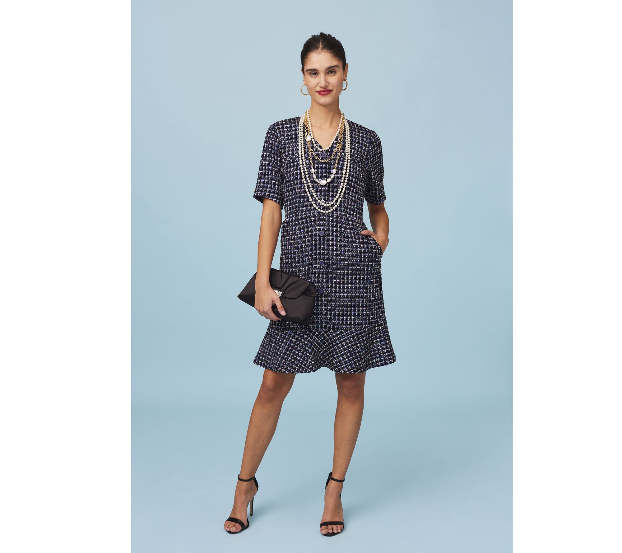 "As Is" Isaac Mizrahi Live! Reg Chenille Yarn Knit Tweed Dress - QVC.com