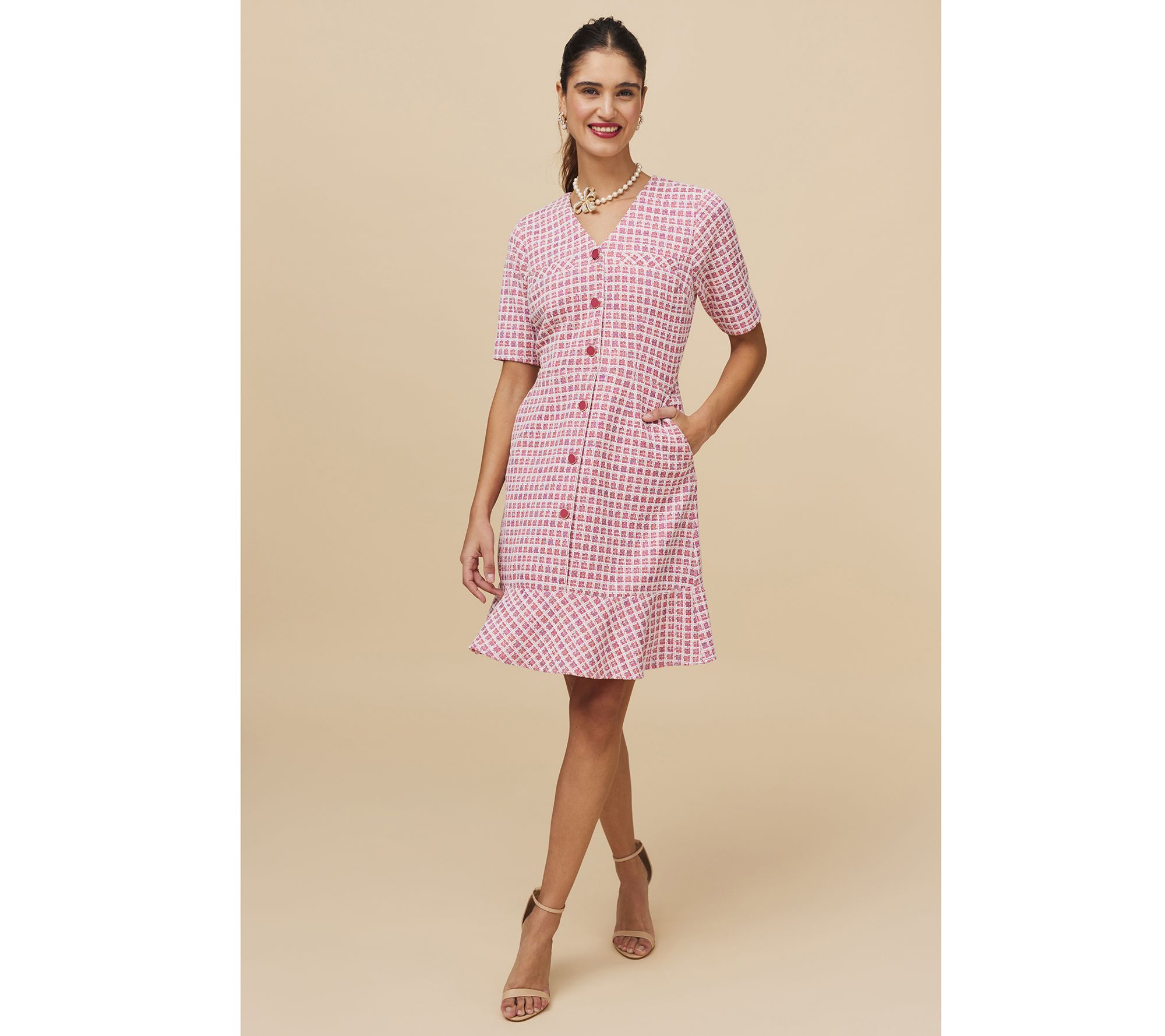 "As Is" Isaac Mizrahi Live! Reg Chenille Yarn Knit Tweed Dress - QVC.com