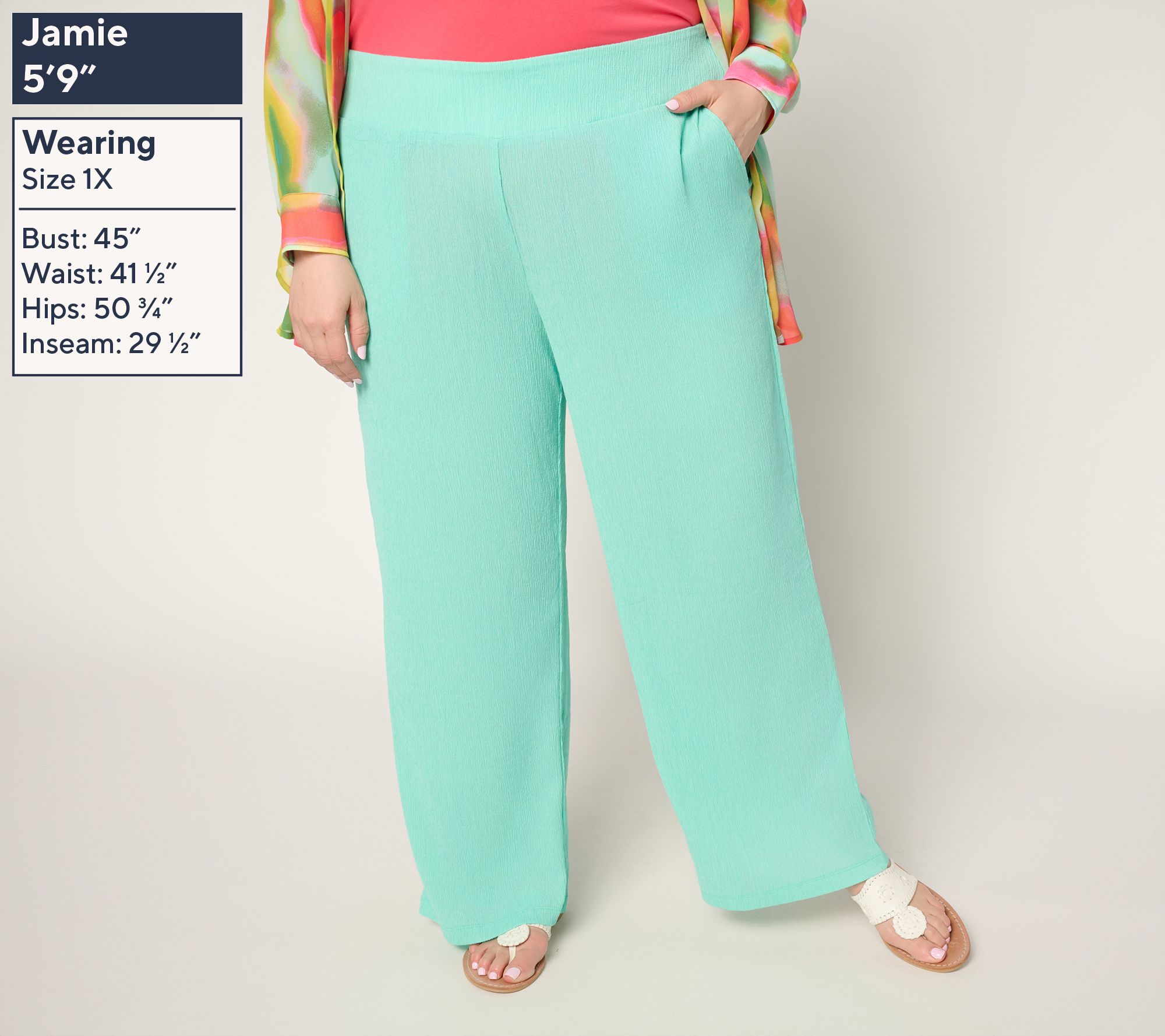 Brandis Dress Out Loud Caribbean Crinkle Wide Leg Pants - QVC.com