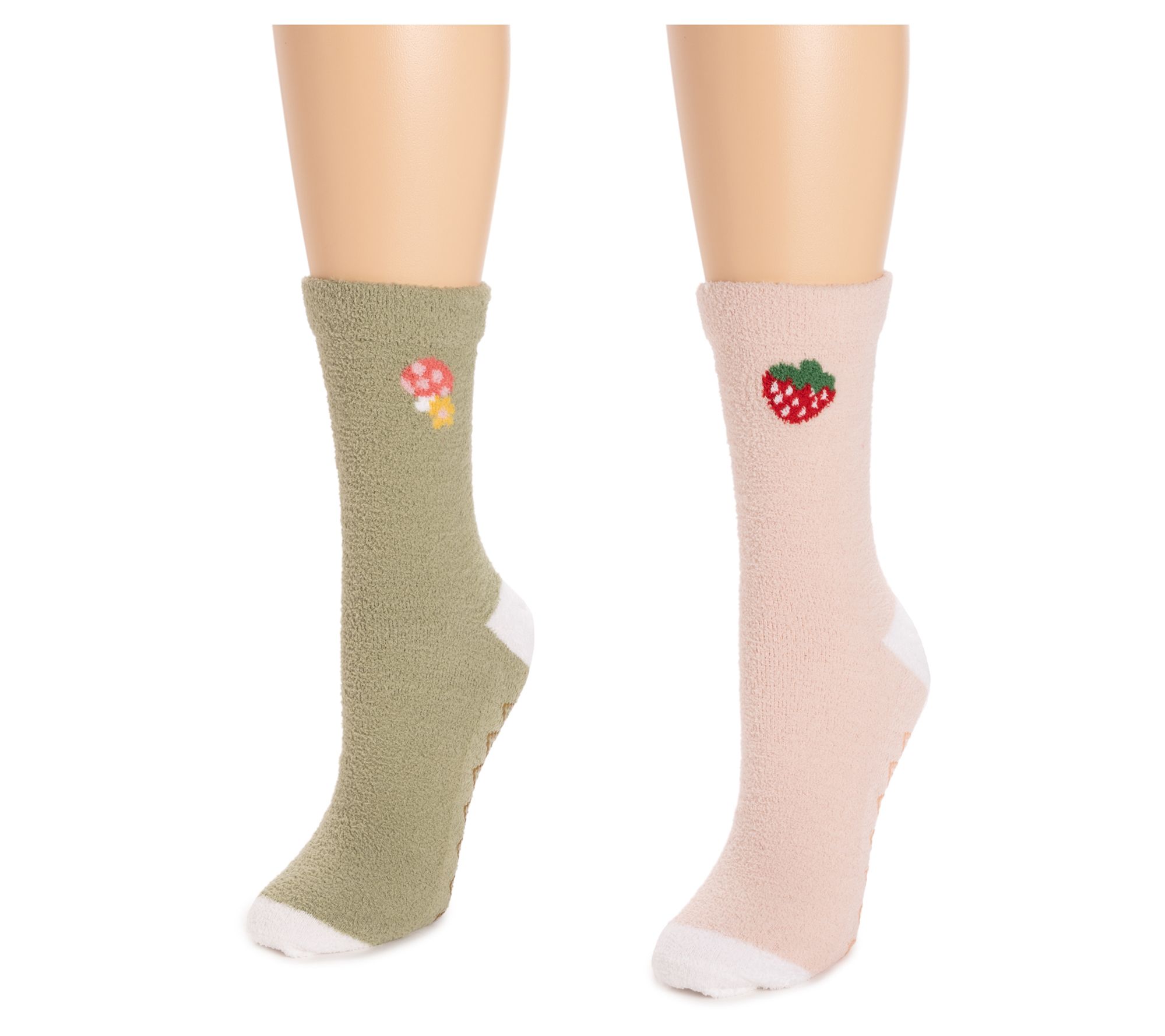 MUK LUKS Set of 2 Cozy Compression Socks with Non-Slid Soles - QVC.com