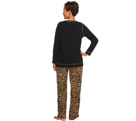 "As Is" Stan Herman Petite Novelty Print Micro Fleece 2-Pc Lounge Set ...