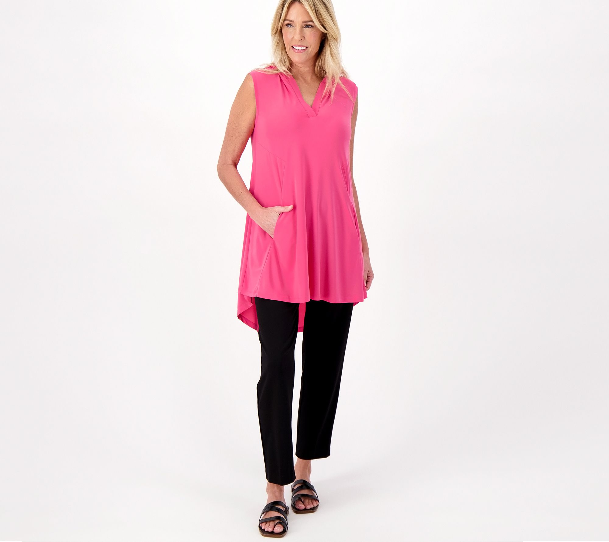 "As Is" Attitudes by Renee Como Jersey Hooded Sleeveless Top - QVC.com