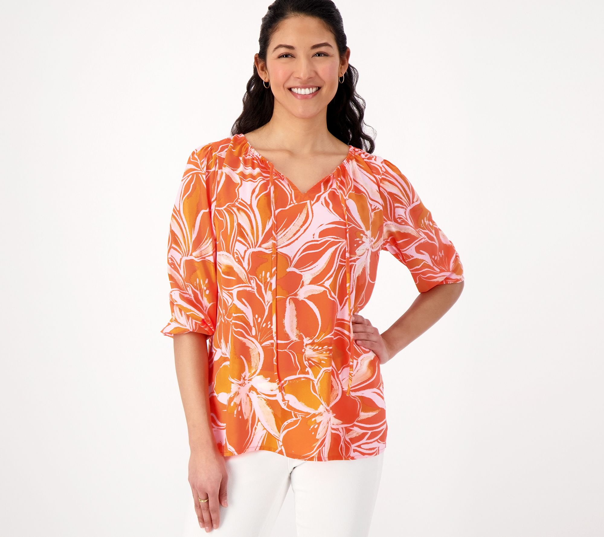 "As Is" Belle by Kim GraVel Tropical Pop Balloon 3/4 Sleeve Blouse ...