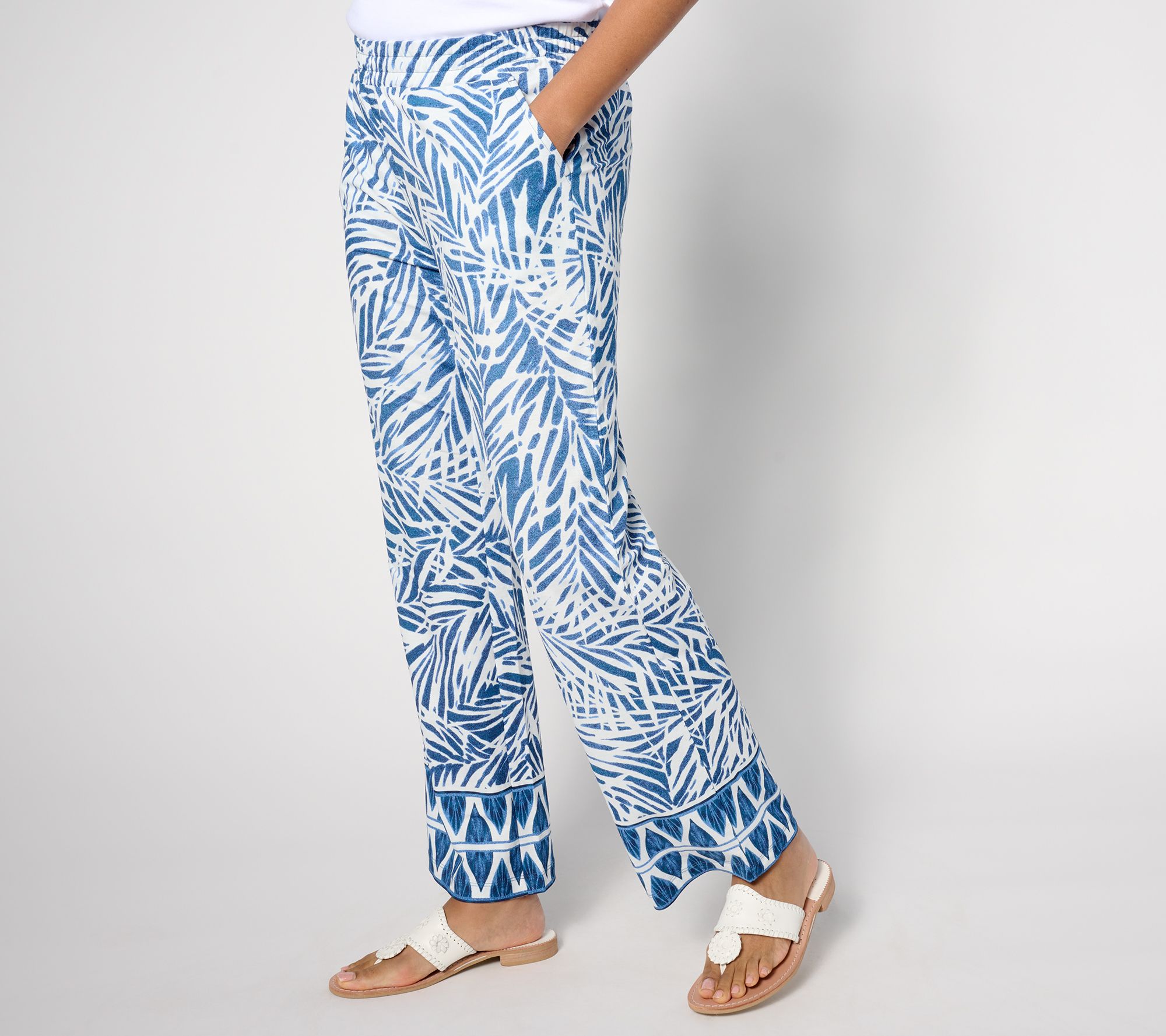 Belle Beach by Kim Gravel Cabana Knit Seascape Border Beach Pant, Tal ...