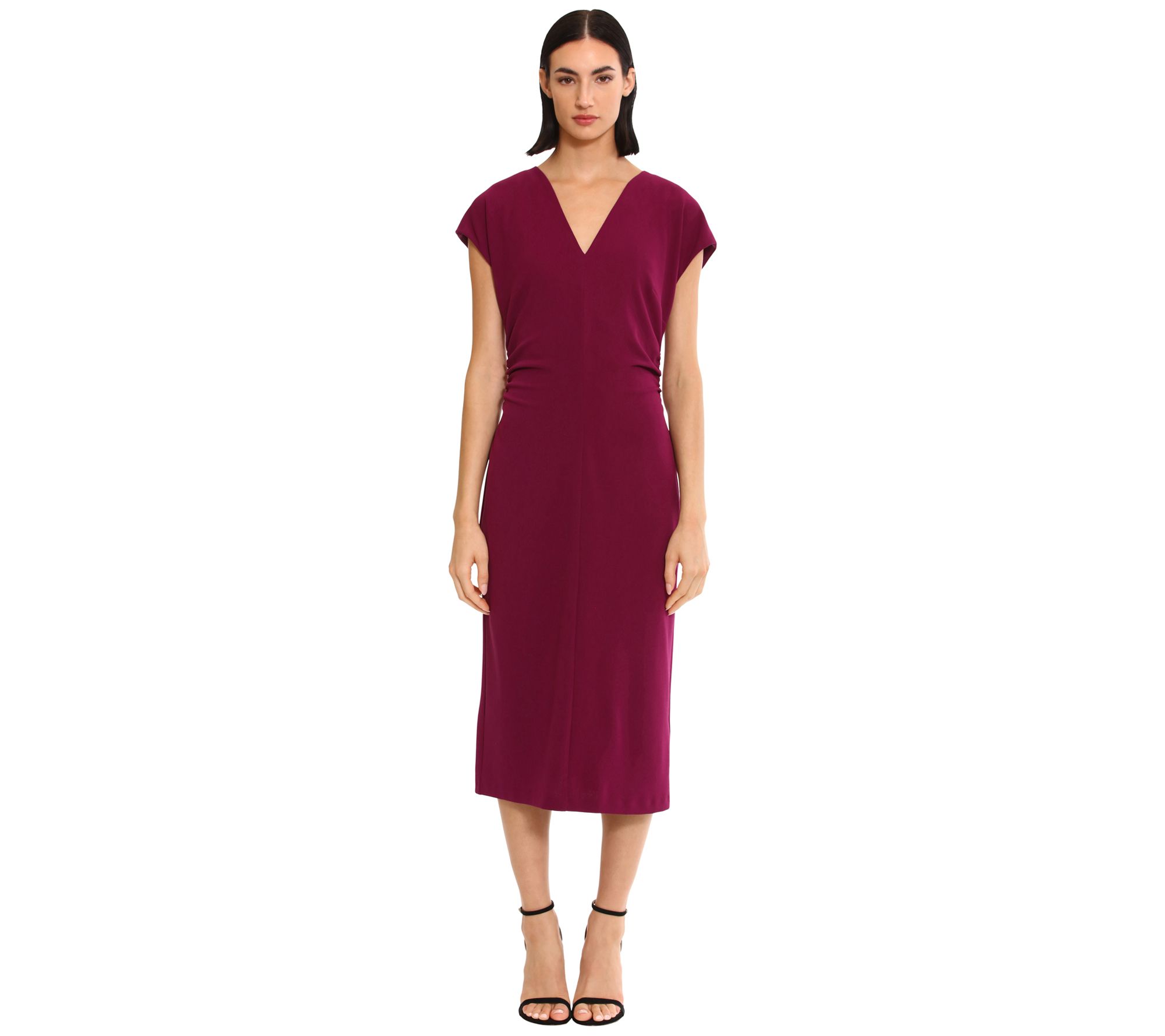 Donna Morgan Cloud Crepe Midi Dress with Slit Detail - QVC.com
