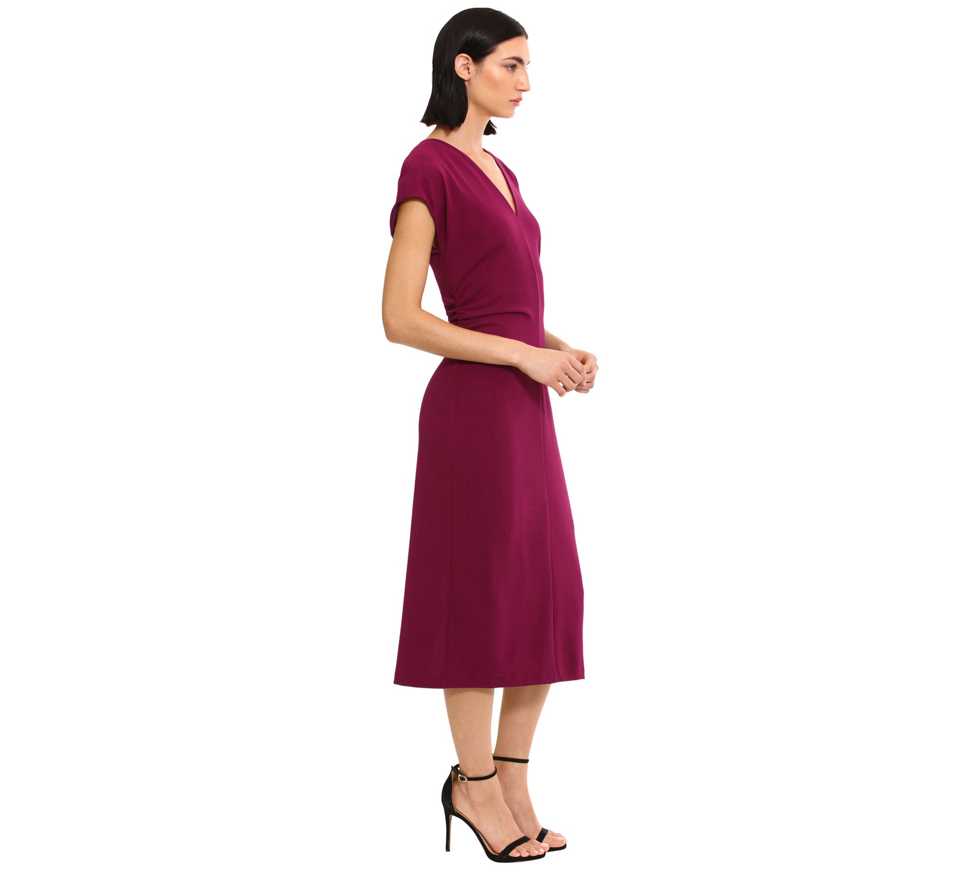 Donna Morgan Cloud Crepe Midi Dress with Slit Detail - QVC.com