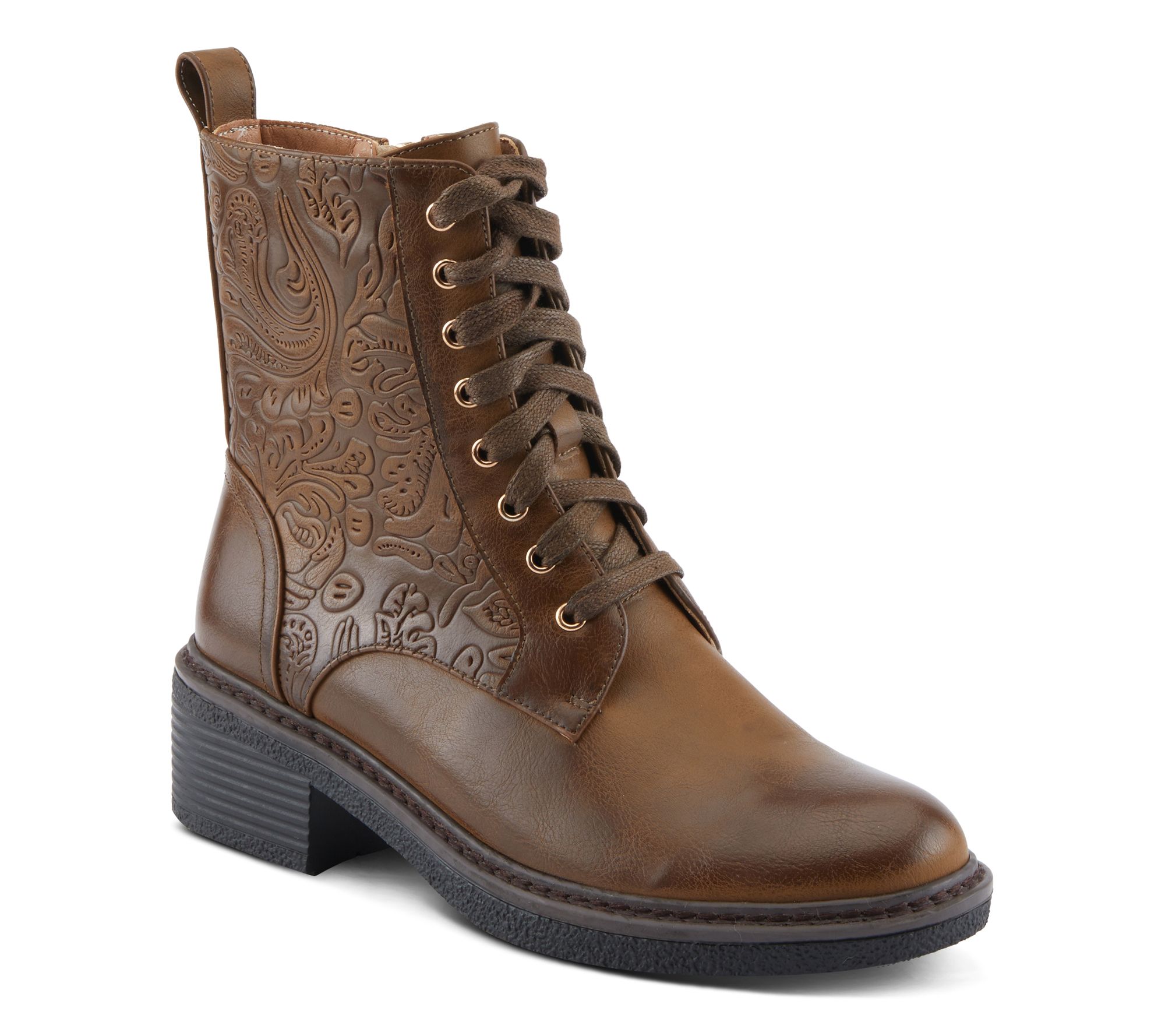 Patrizia by Spring Step Floral Embossed Boots -Bloominescent - QVC.com