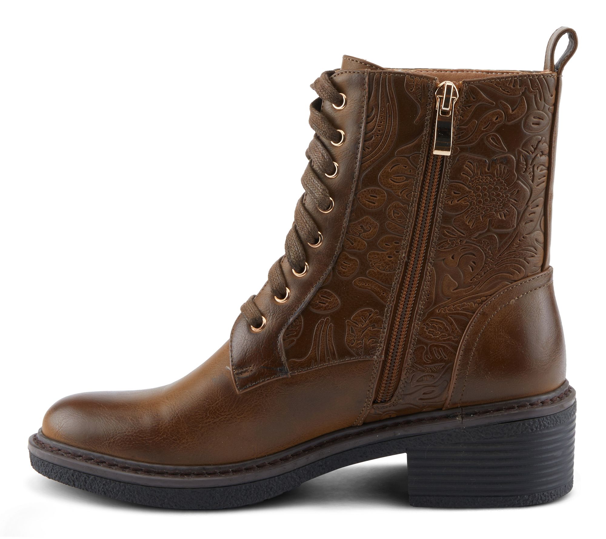 Patrizia by Spring Step Floral Embossed Boots -Bloominescent - QVC.com