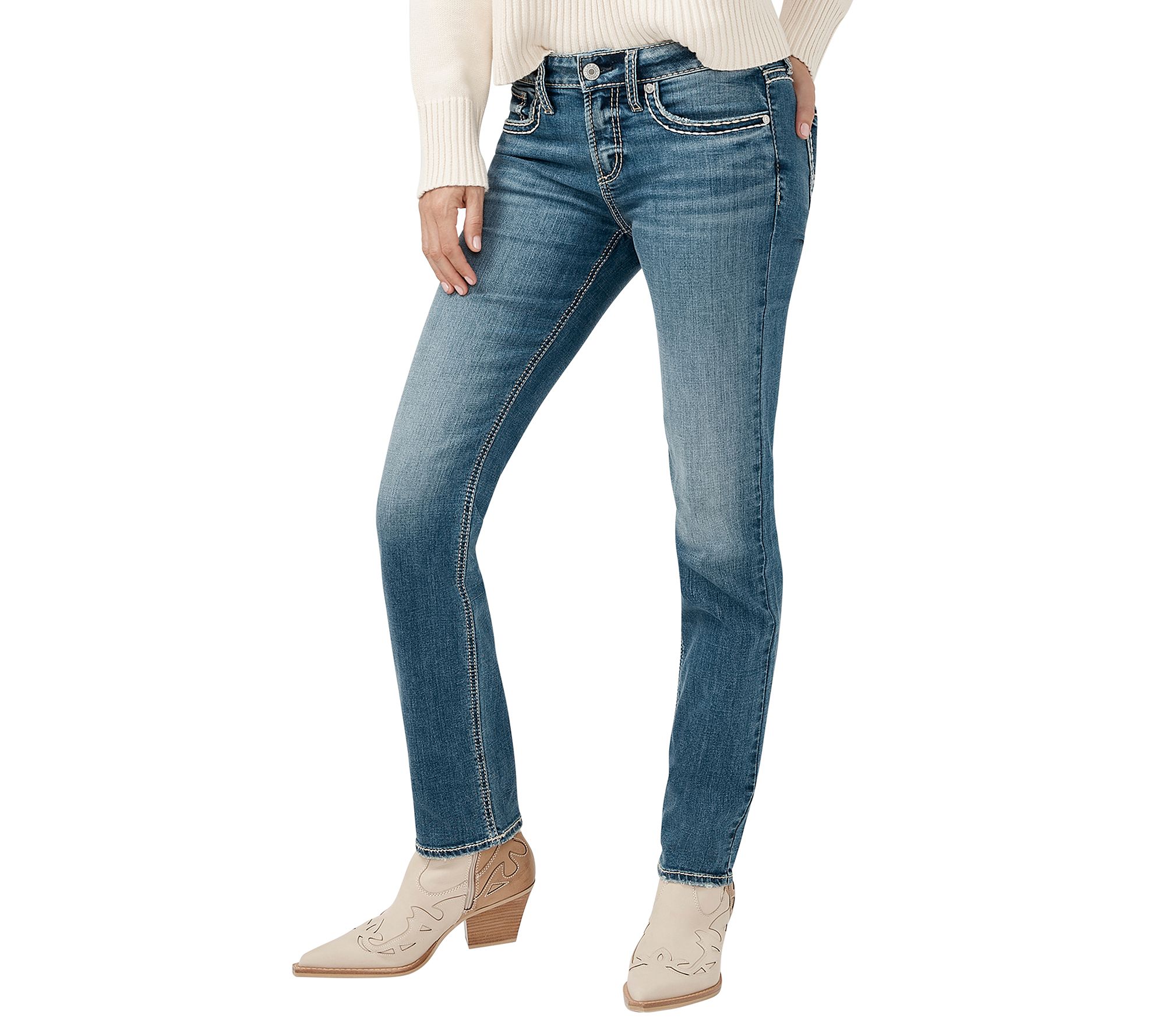 Silver Jeans Co. Women's Suki Mid Rise StraightLeg Jeans - QVC.com