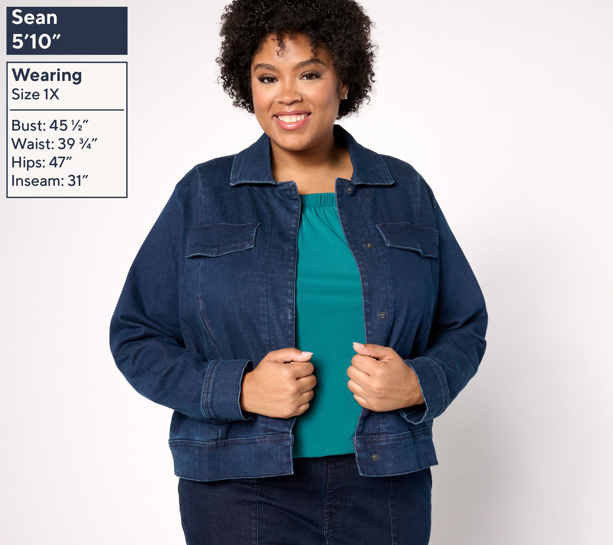 "As Is" Denim & Co. Signature Indigo Perfect Flex Denim Jacket - QVC.com