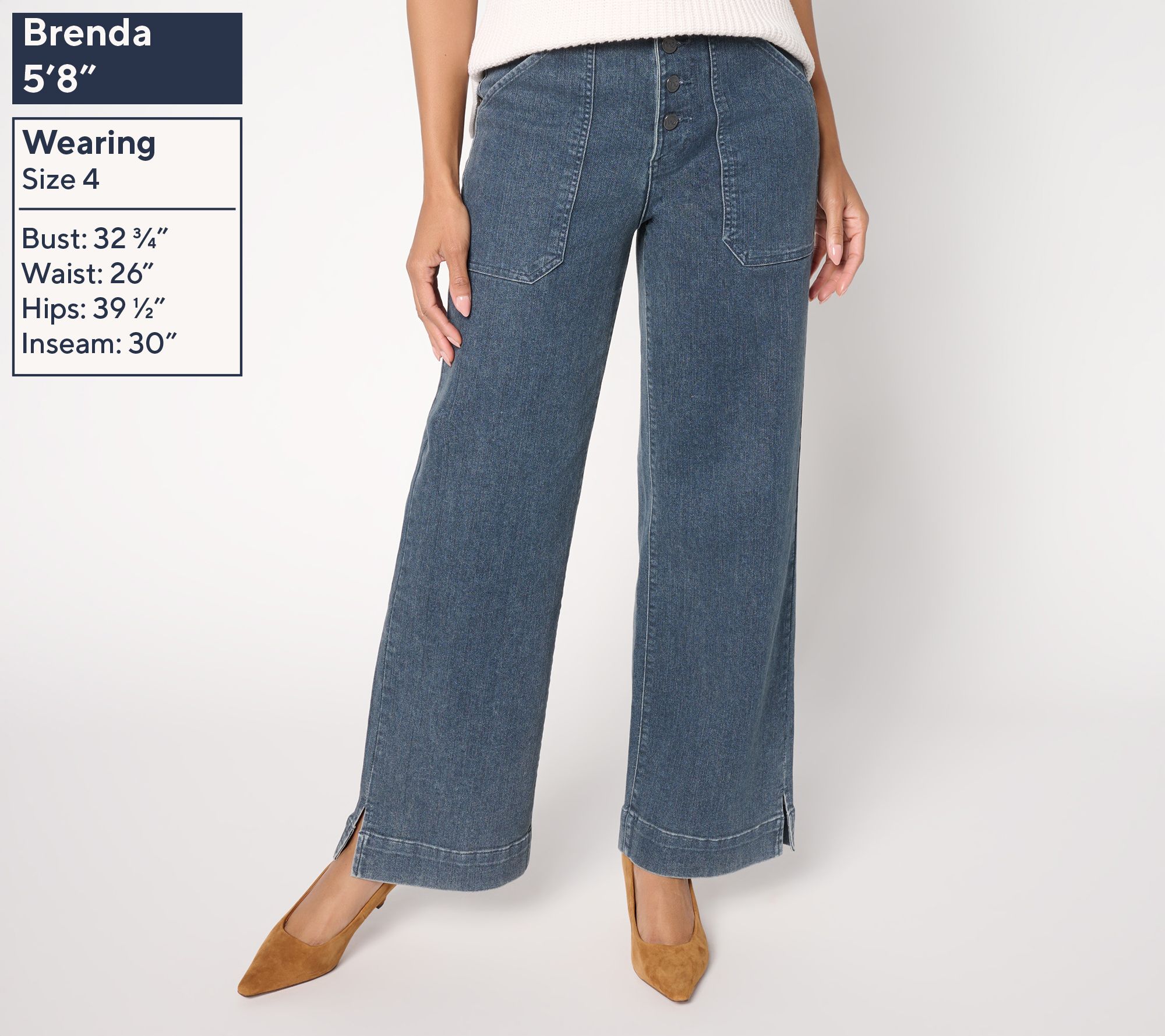 me by Jennie Garth Regular Roxy Button Fly Wide Leg Jeans - QVC.com