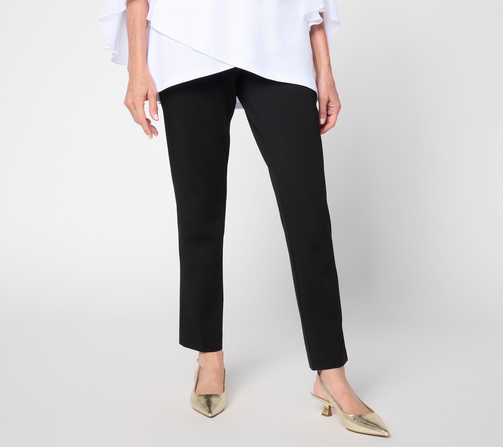 Susan Graver Petite Smart Ponte 350 Slim Leg Ankle Pants - QVC.com