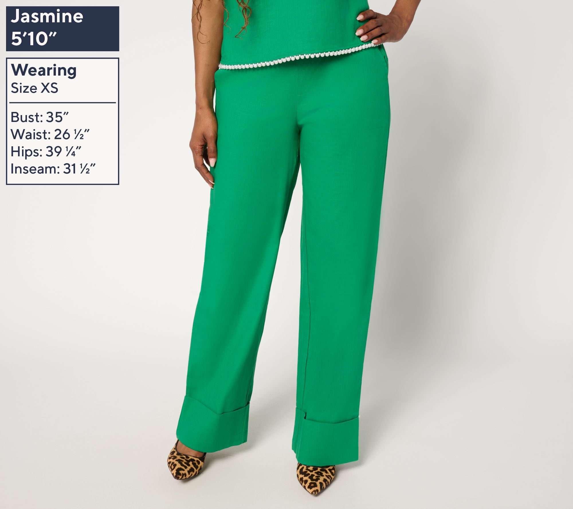 "As Is" by Stacy London Reg Stretch Cotton Wide Leg Pant w/ Cuff - QVC.com