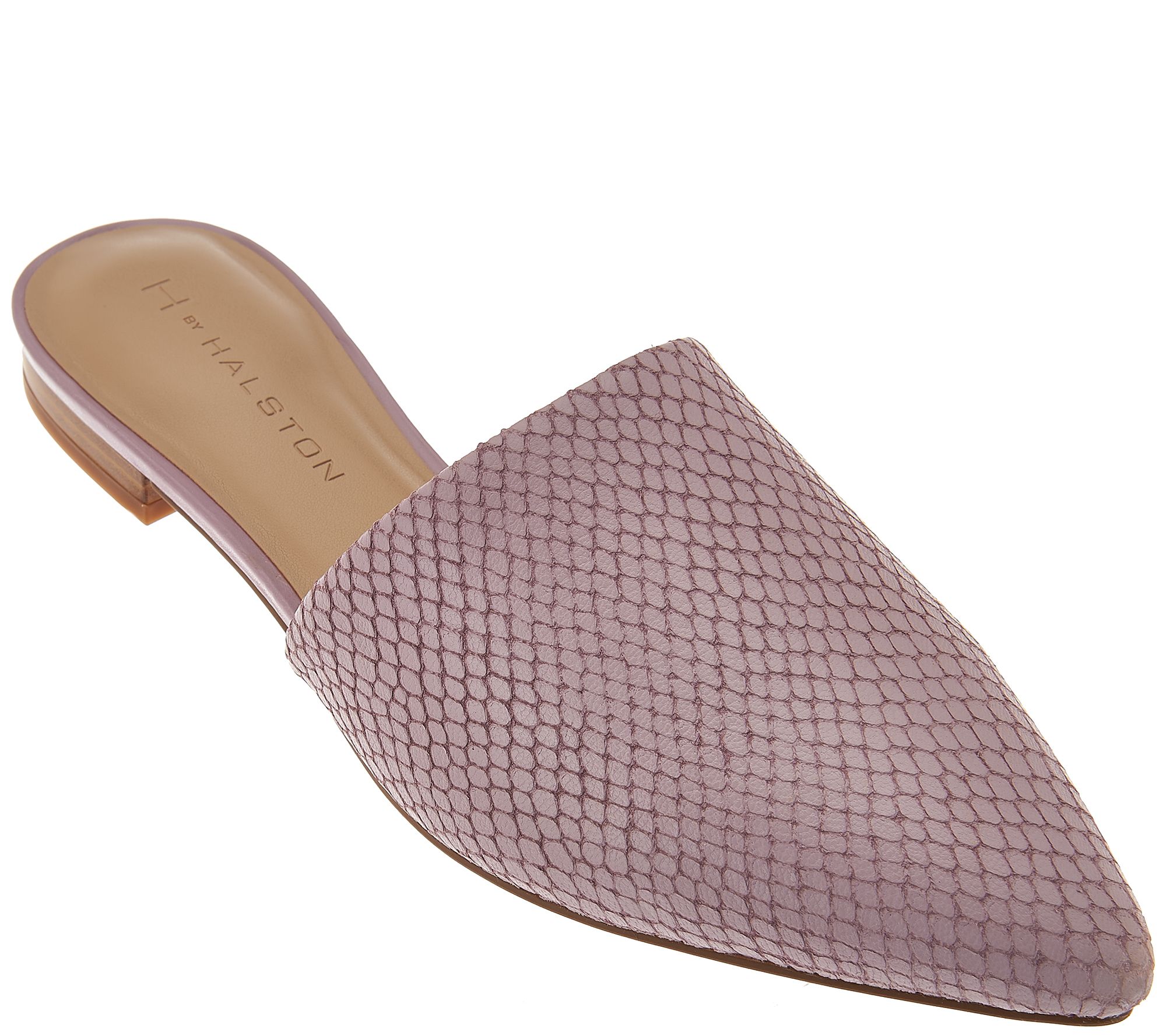 "As Is" H by Halston Pointed Toe Snake EmbossedLeather Slide - Alina ...