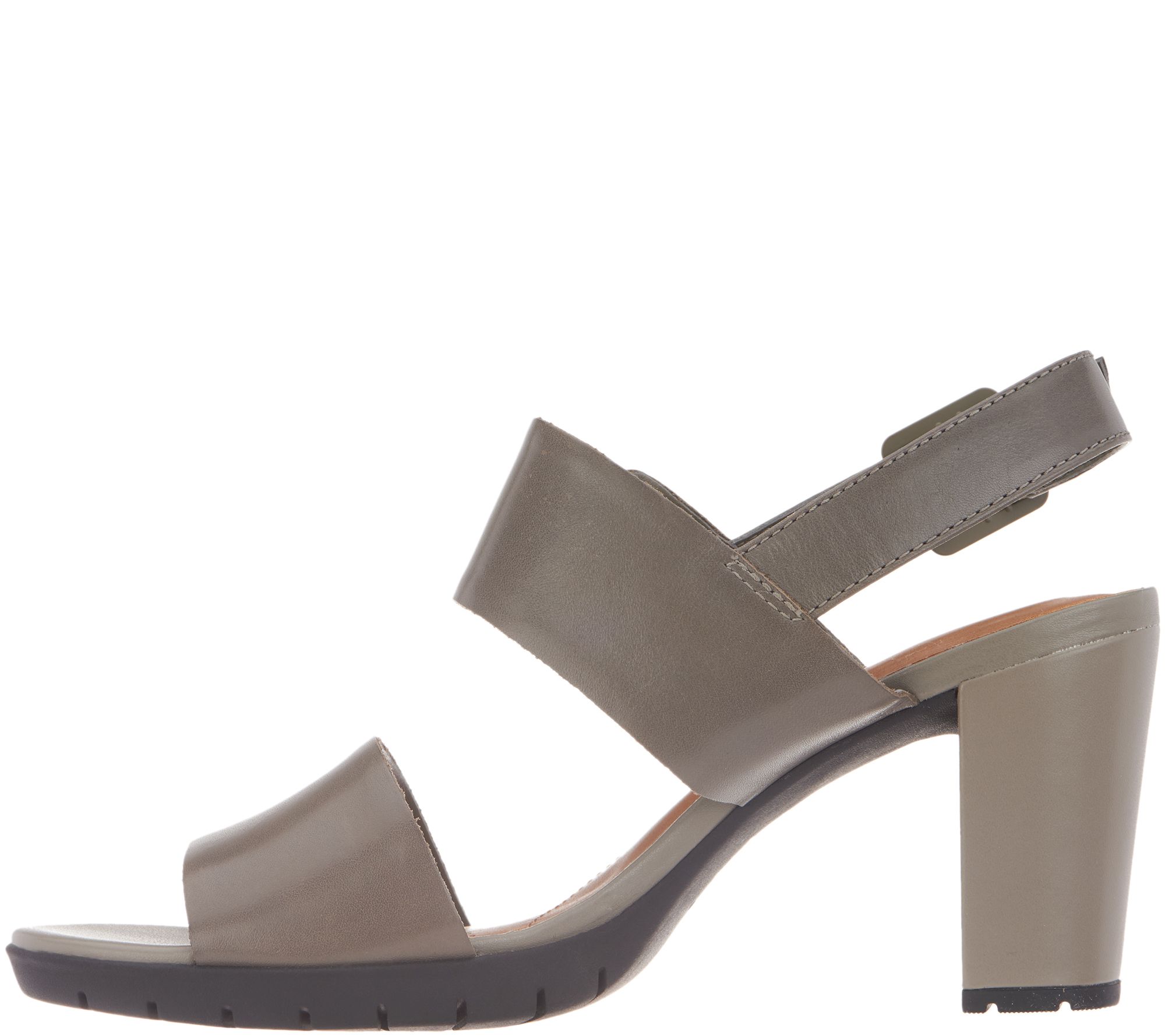 Clarks Leather Block Heel Adjustable Sandals - Kurtley Shine - QVC.com