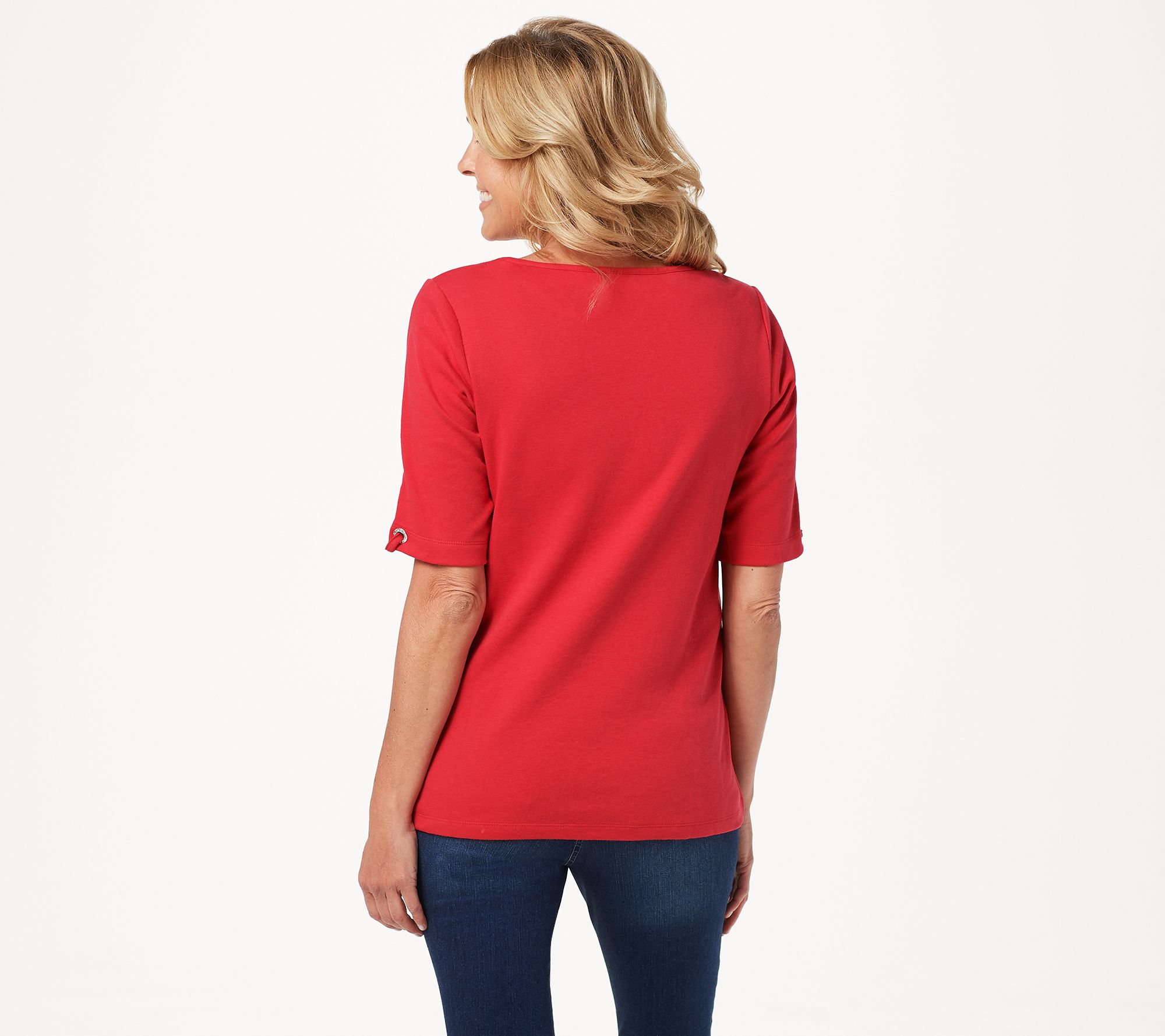 "As Is" Quacker Factory Essentials T-Shirt with Grommet Detail - QVC.com