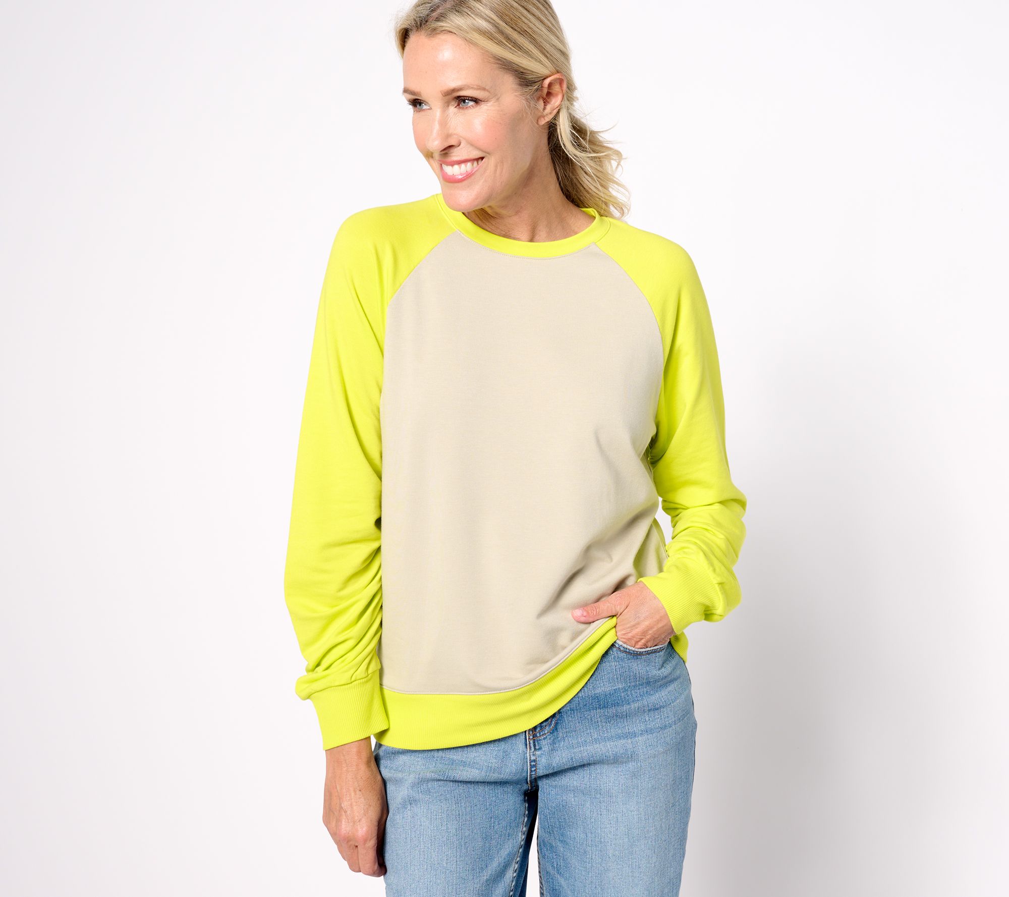 "As Is" Studio Park x Kerstin Lindquist Ruched Sleeve Sweatshirt - QVC.com
