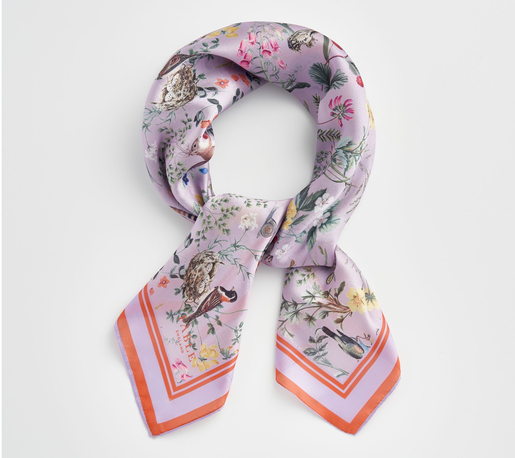 Fable England Meadow Creatures Lilac Print Square Scarf - QVC.com